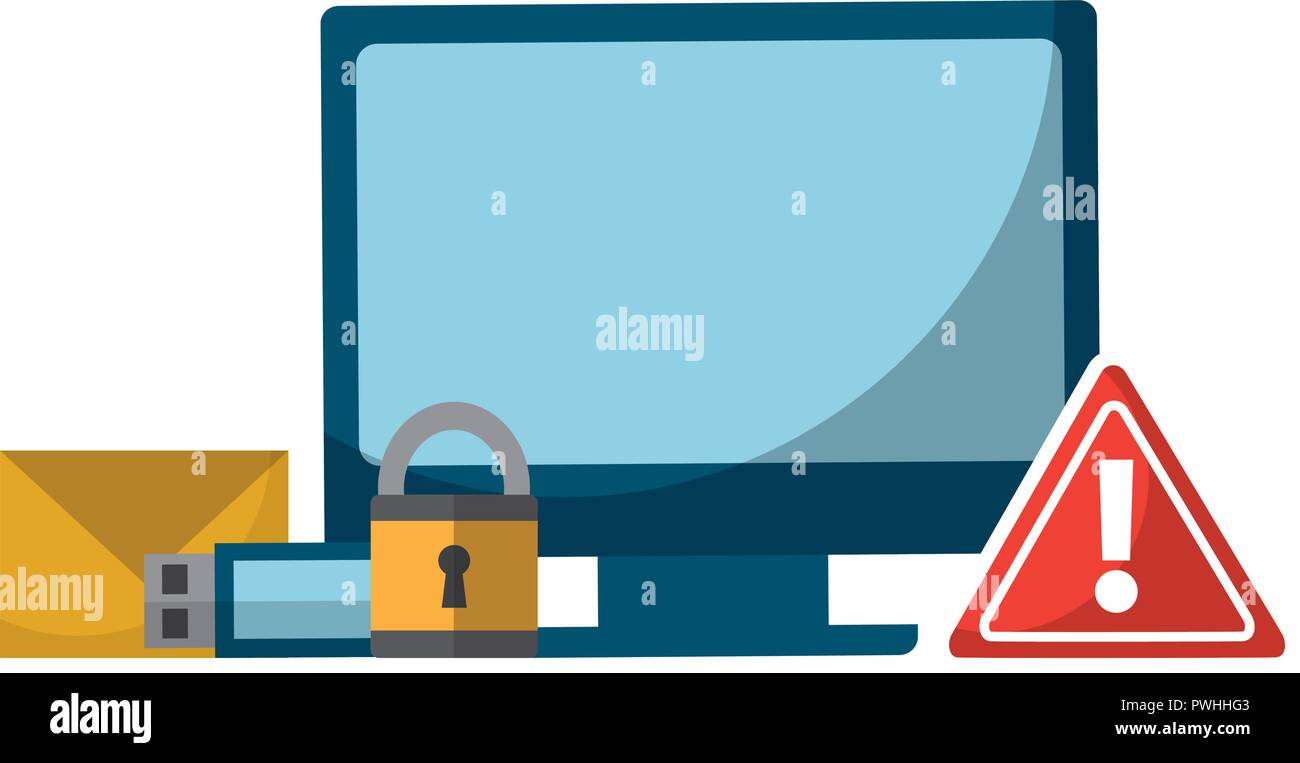 computer alert sign danger virus data security vector illustration ...