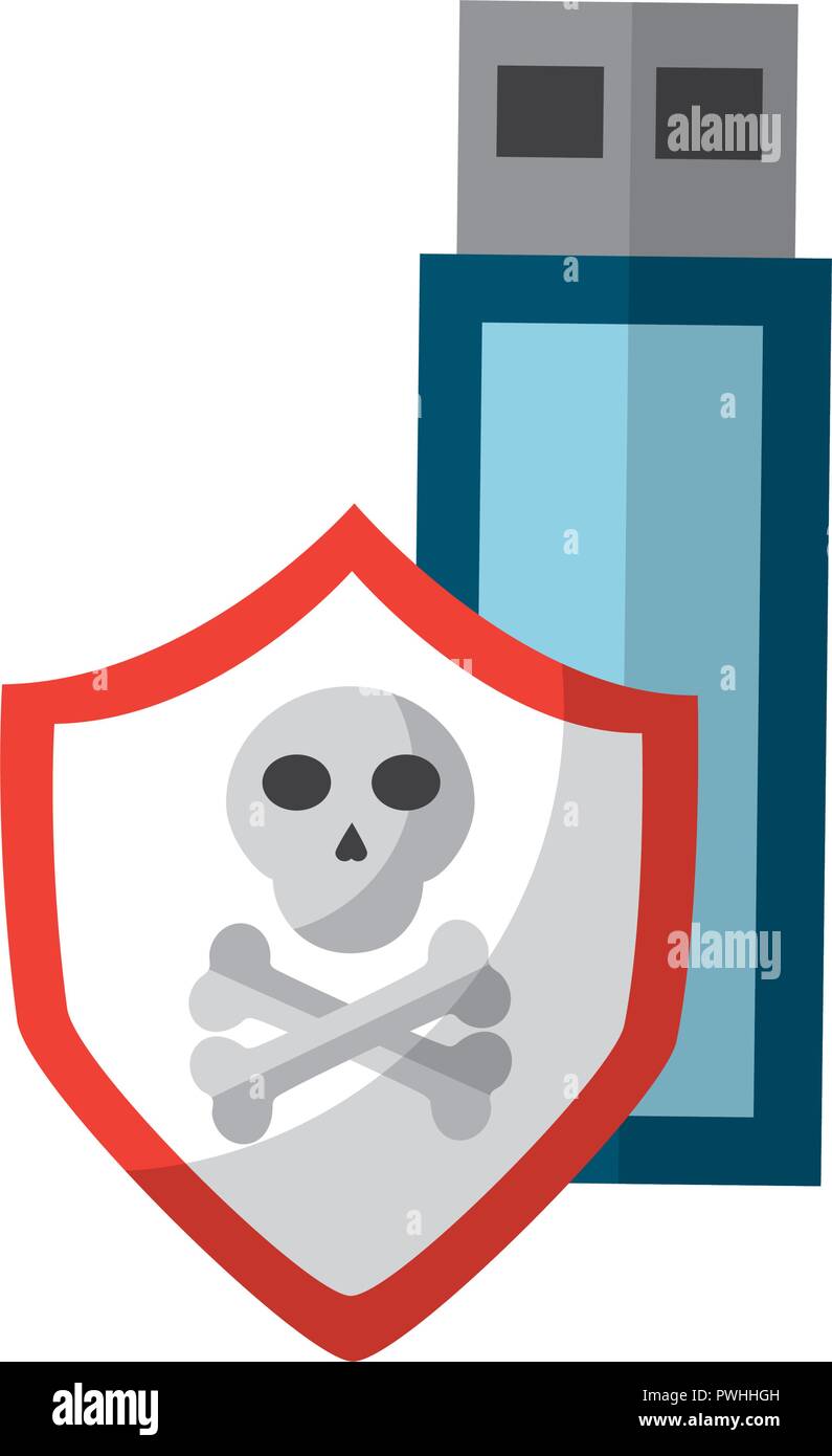 drive flash usb device shield danger data vector illustration Stock ...