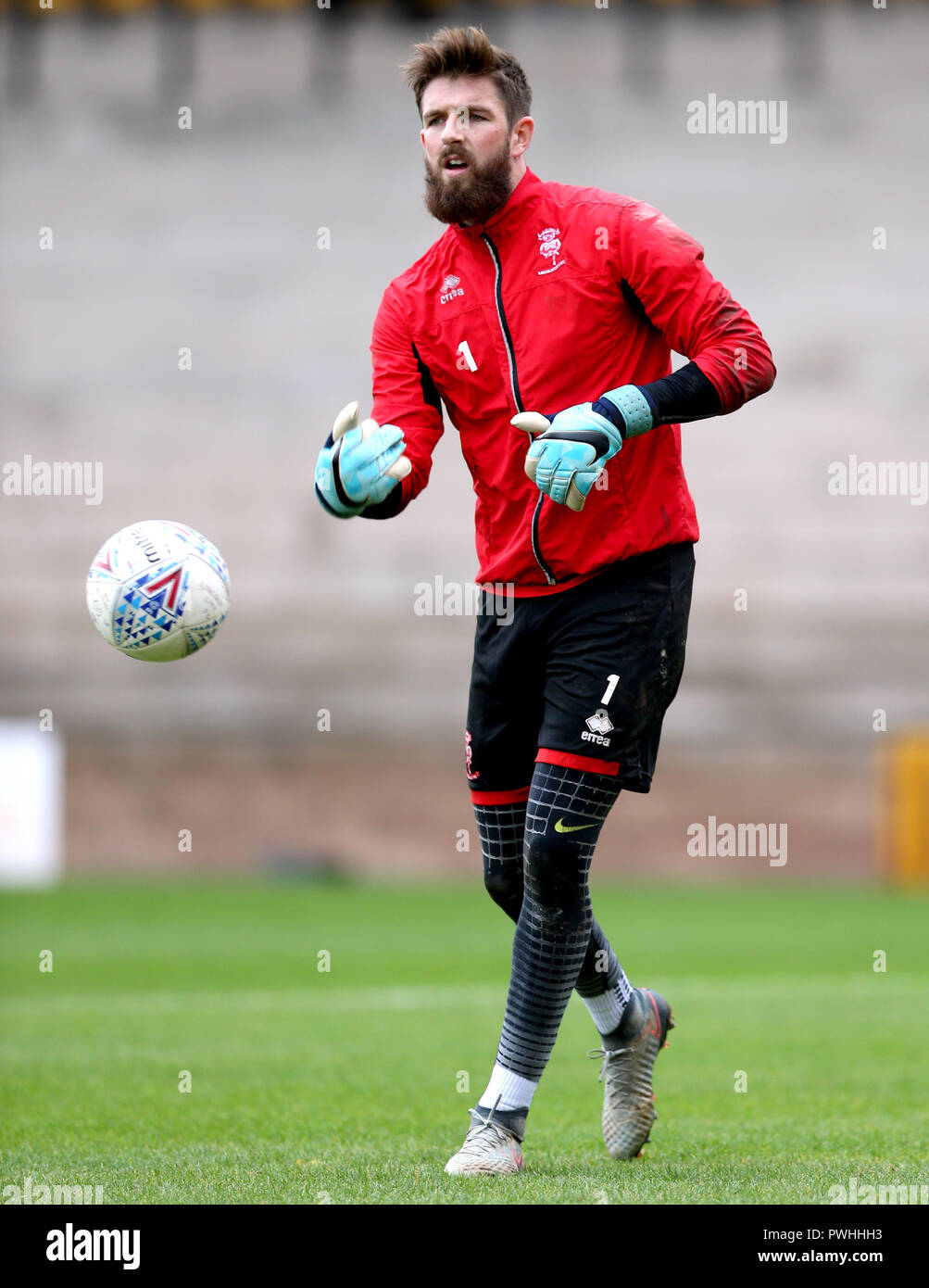 Lincoln City's Goalkeeper Josh Vickers during the pre-match warm up ...