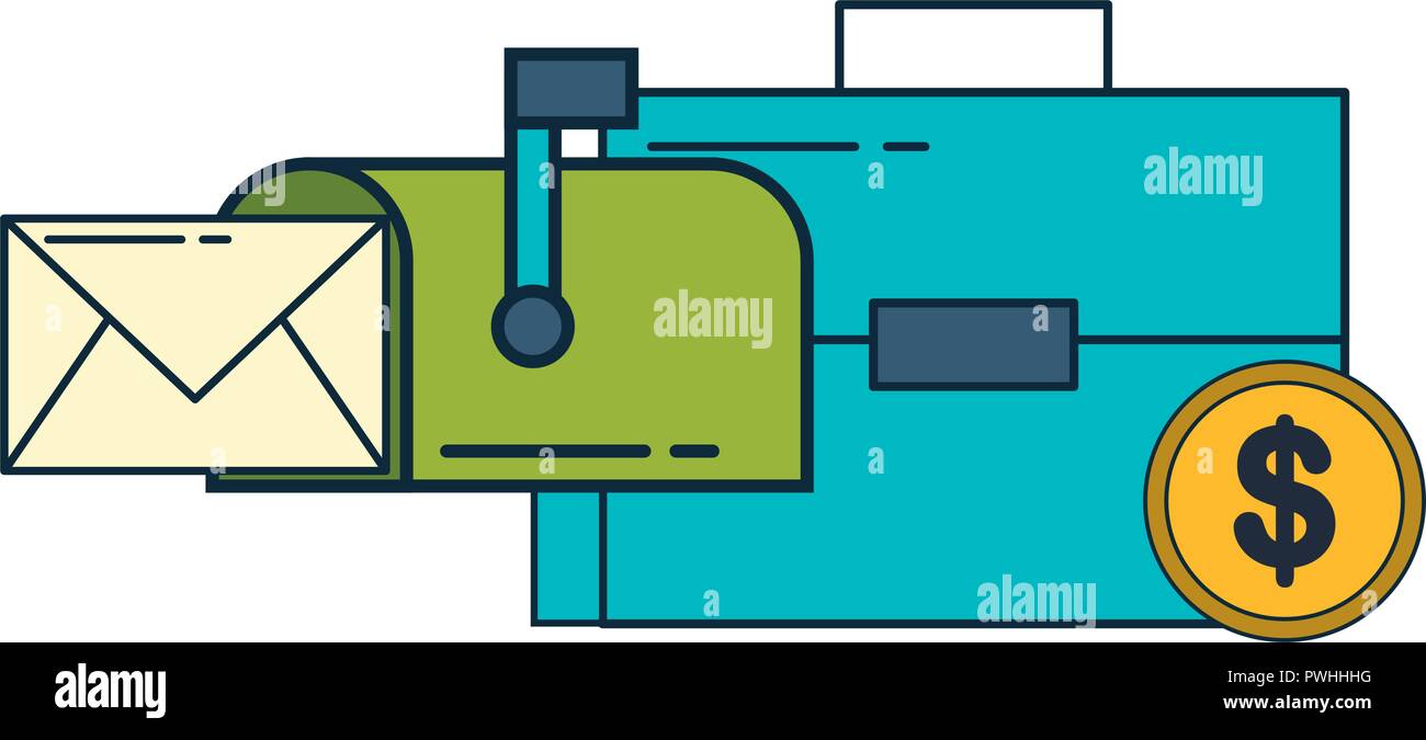 business briefcase email message communication vector illustration ...