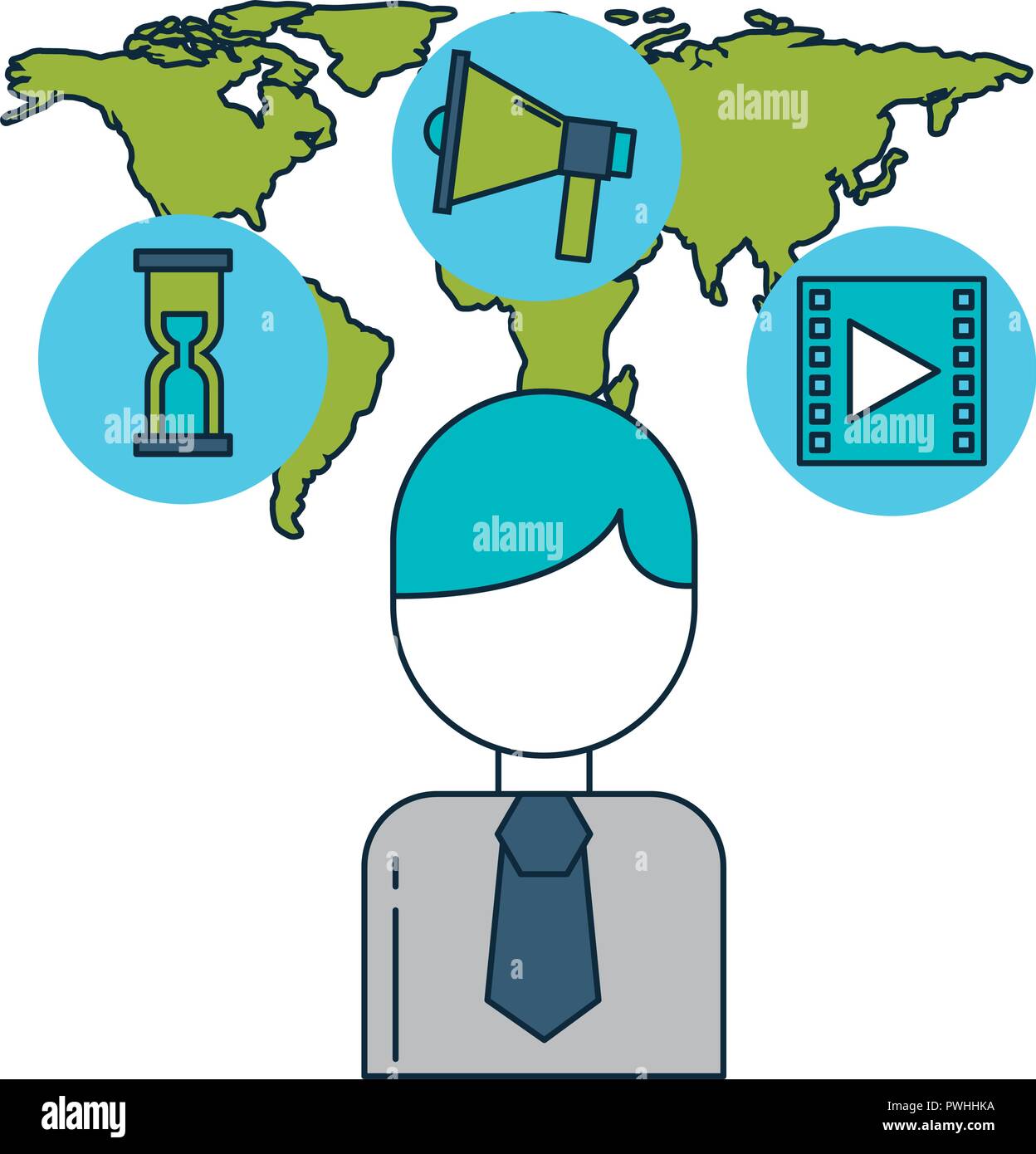 business character world time advertising vector illustration Stock ...