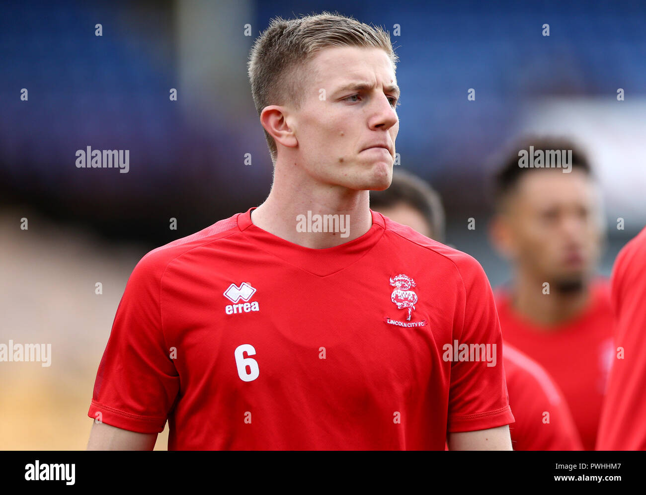 Lincoln City's Scott Wharton during the pre-match warm up before the ...