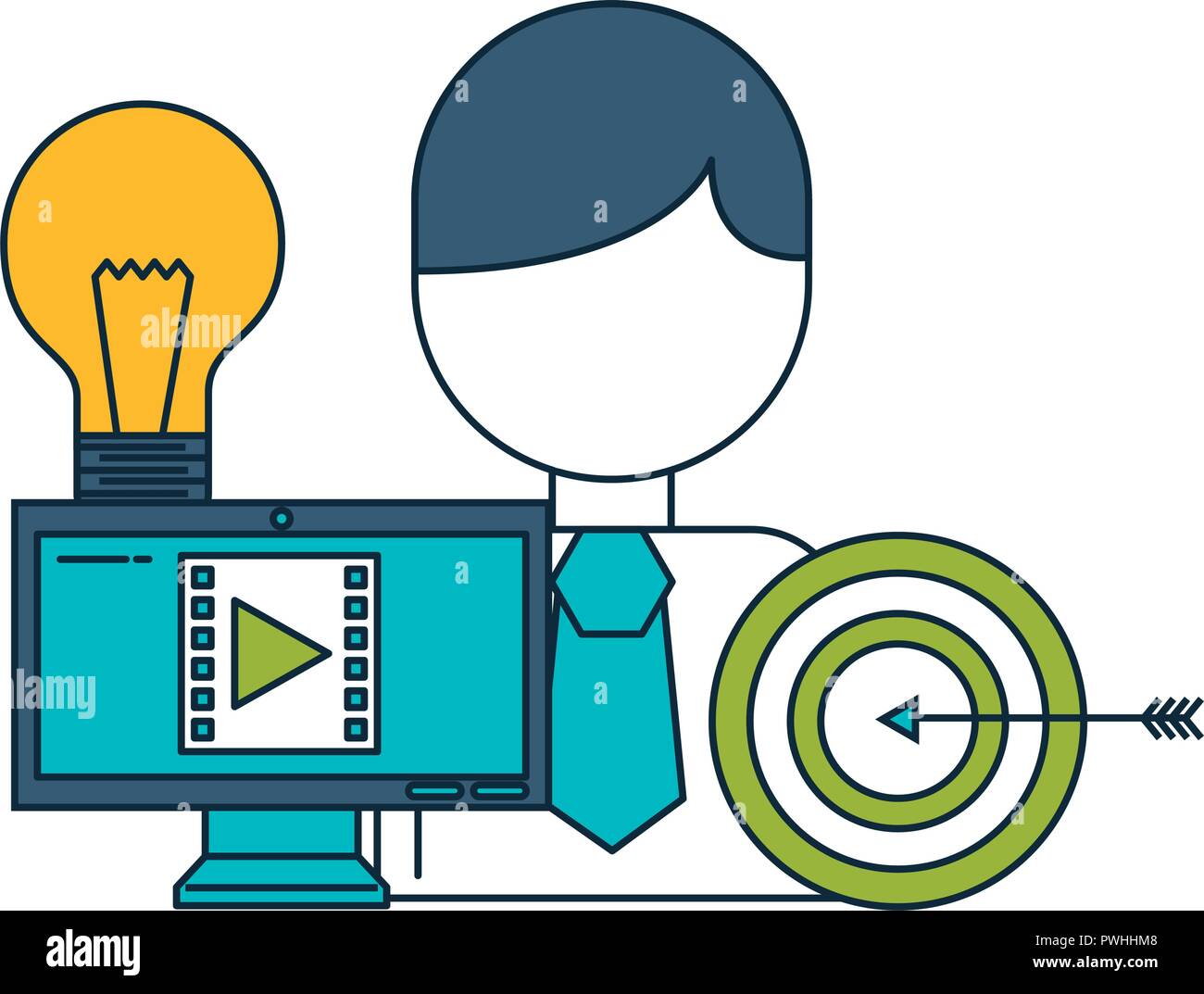 business character computer target idea creativity vector illustration ...