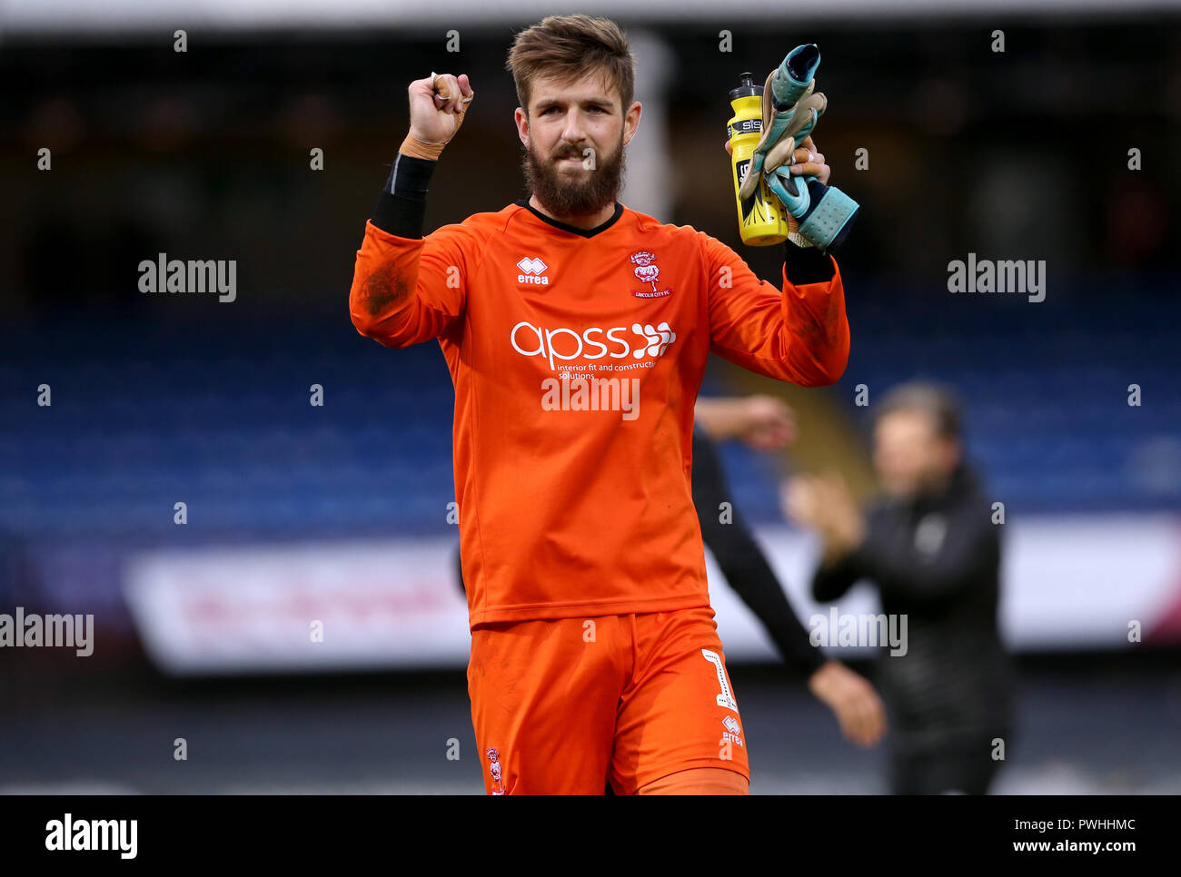 Lincoln City's Goalkeeper Josh Vickers celebrates at the end of the Sky ...