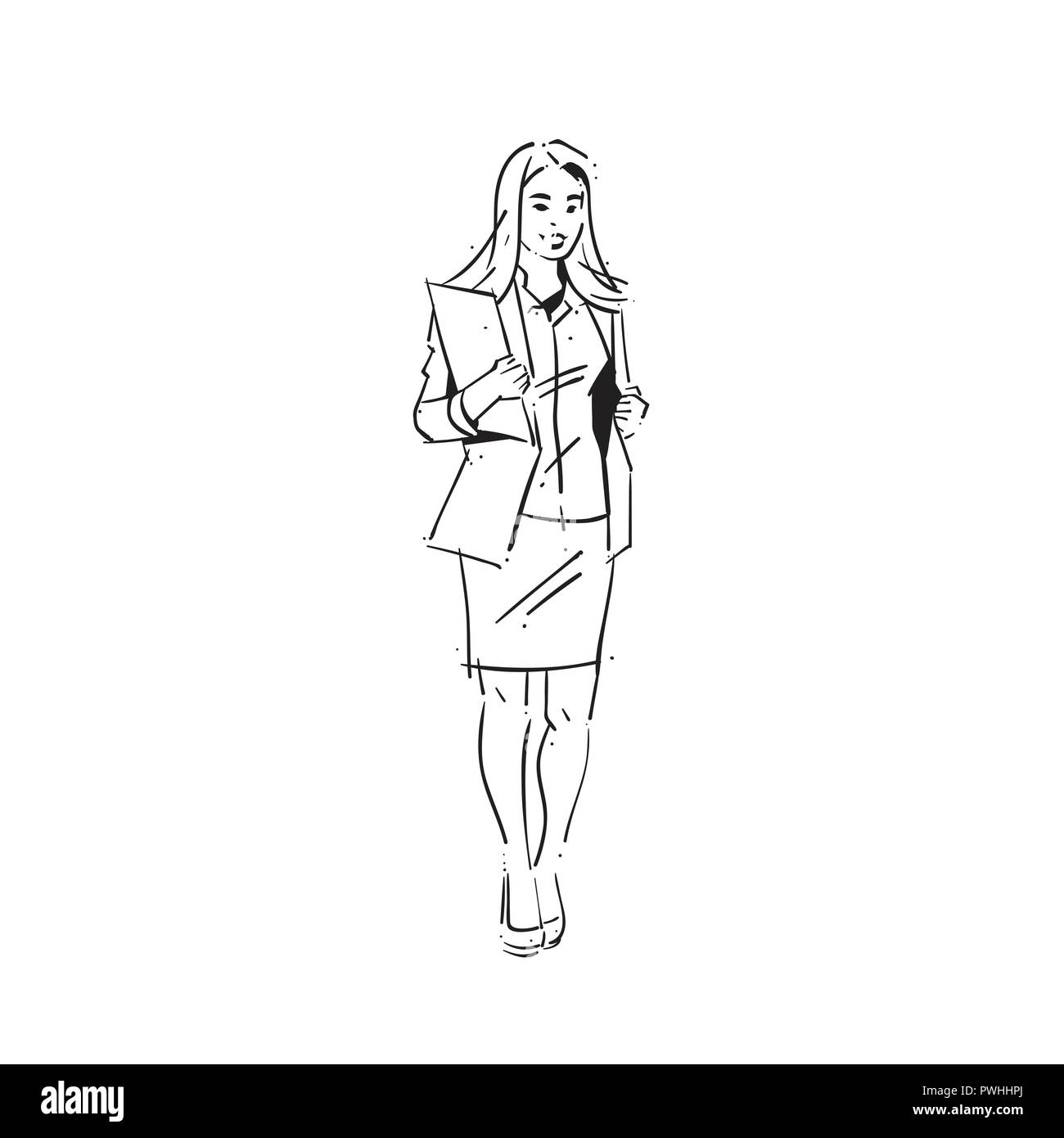 business woman holding folder concept businesswoman full length on ...