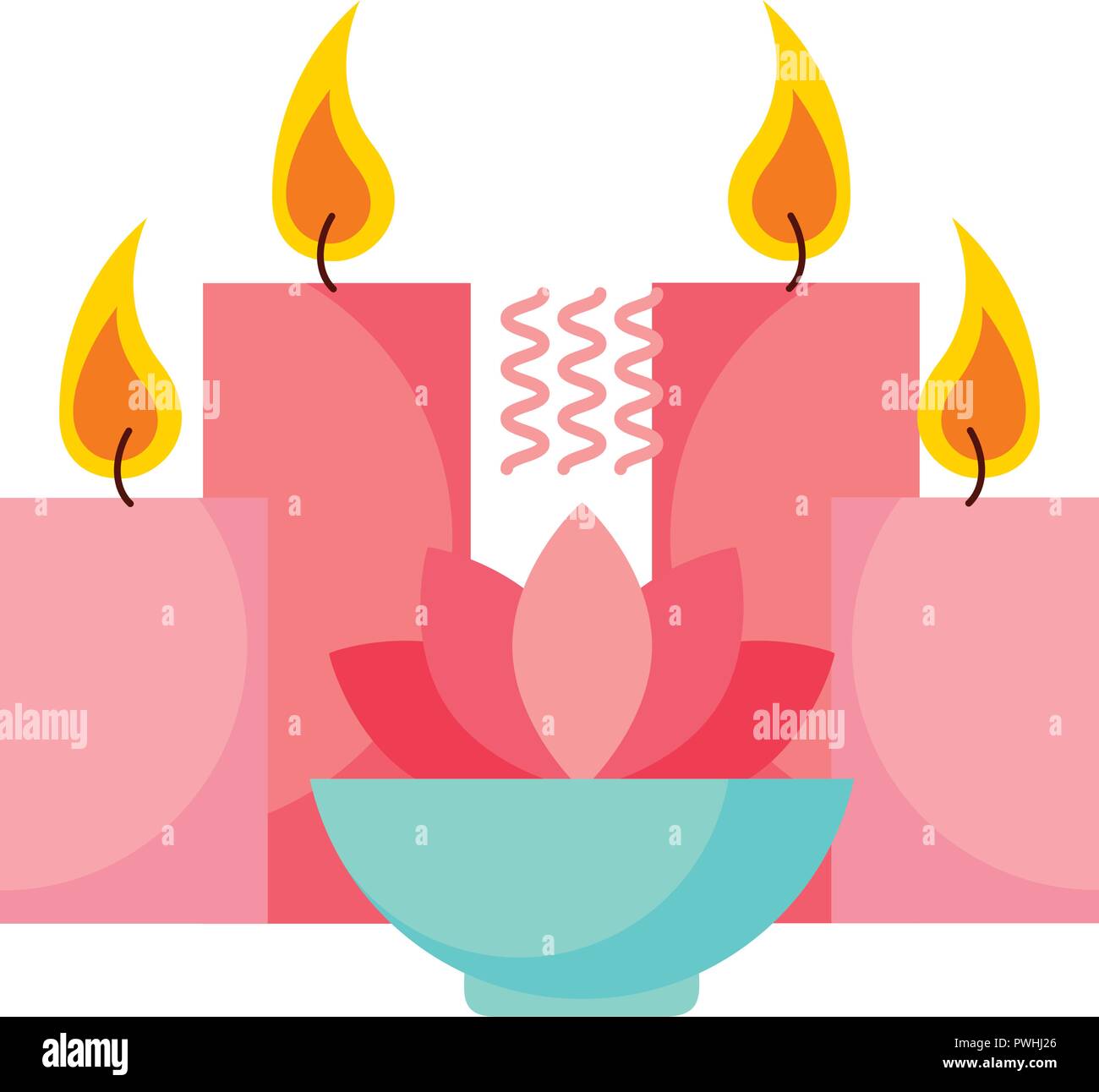 aromatherapy flower diffuser and candles spa healthy vector ...