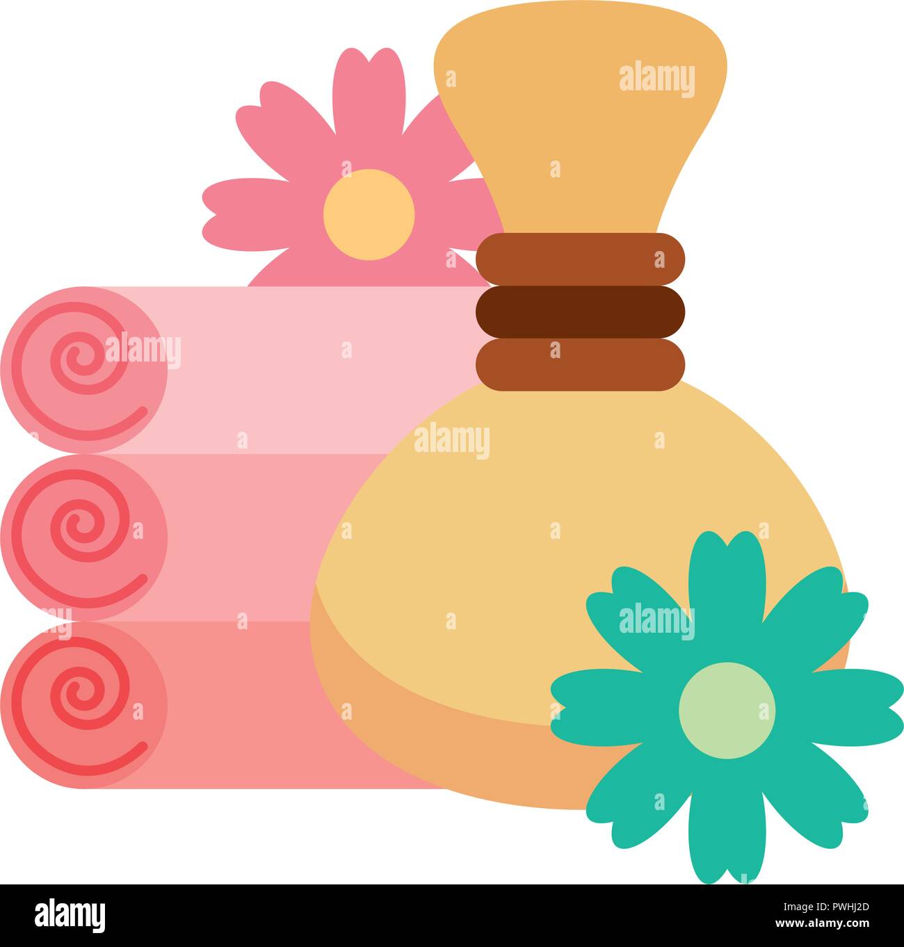 hot compresses towels flowers spa healthy vector illustration Stock ...