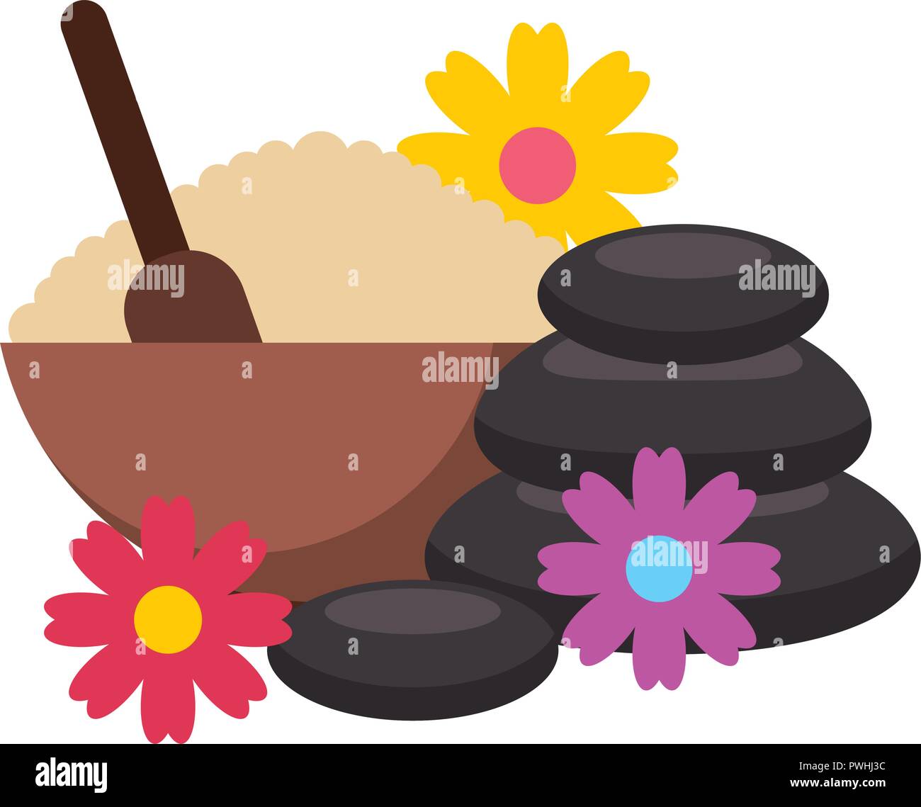 stones face mask care flowers spa healthy vector illustration Stock ...