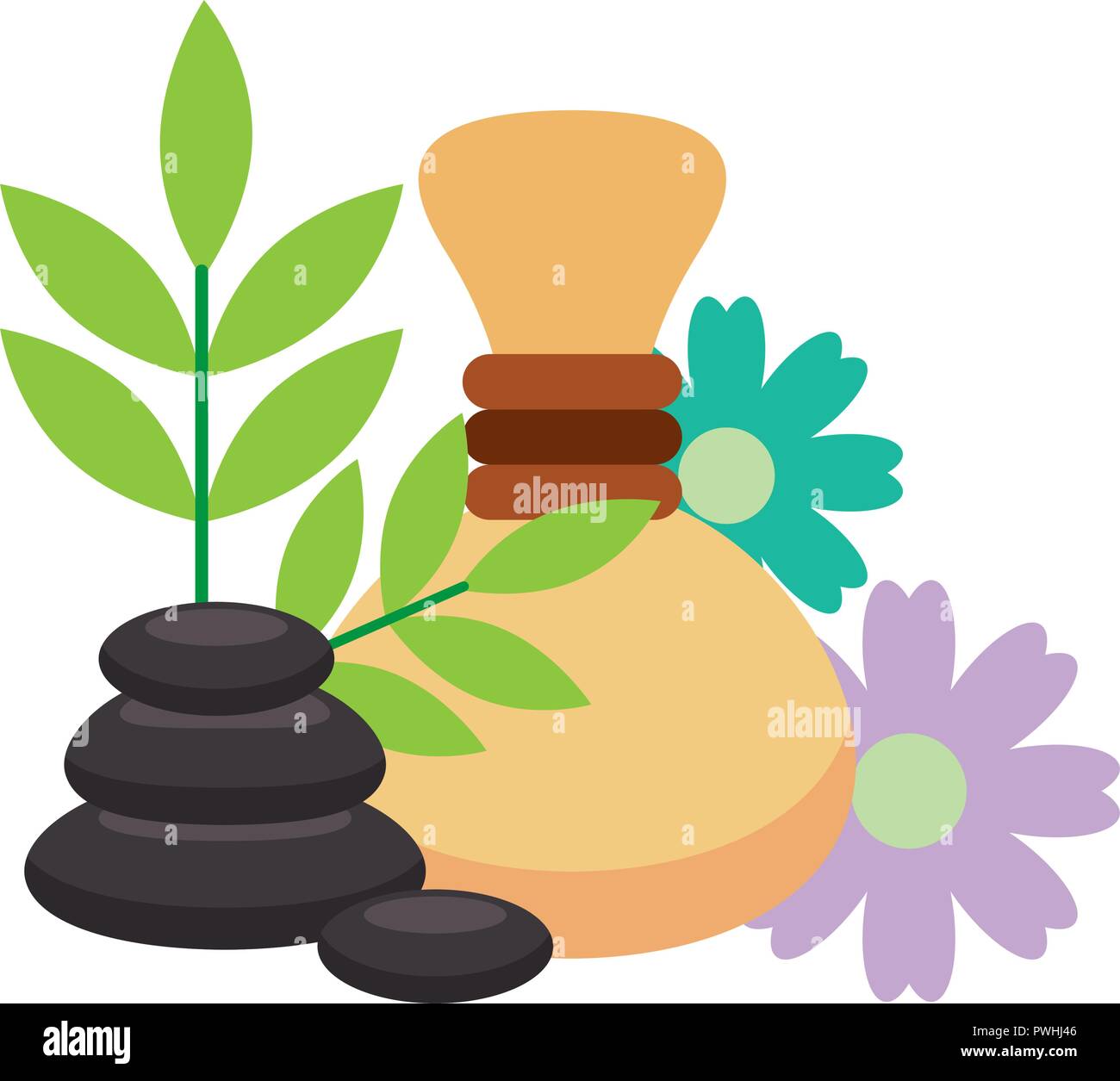hot compresses stone and flowers spa healthy Stock Vector Image & Art ...