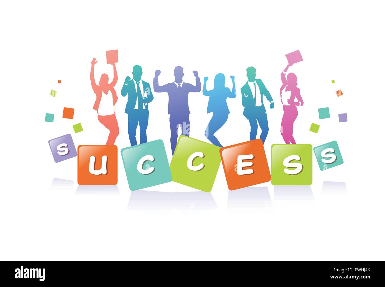 colourful business people silhouette, group of diversity businessman ...