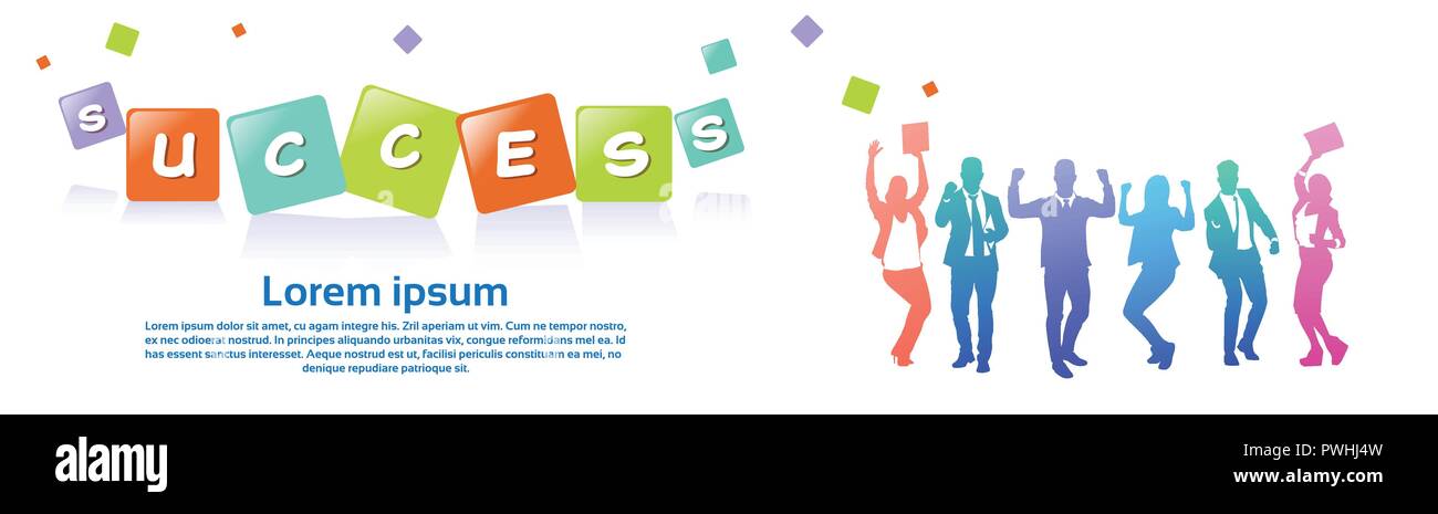 colourful success business people silhouette, group of diversity ...