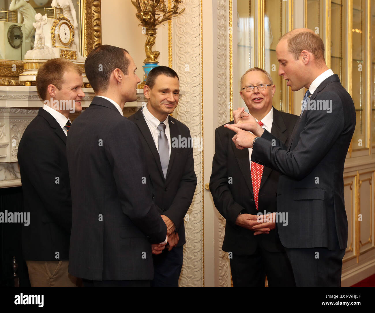 The Duke of Cambridge, with (left to right) Connor Roe, Chris Jewell ...