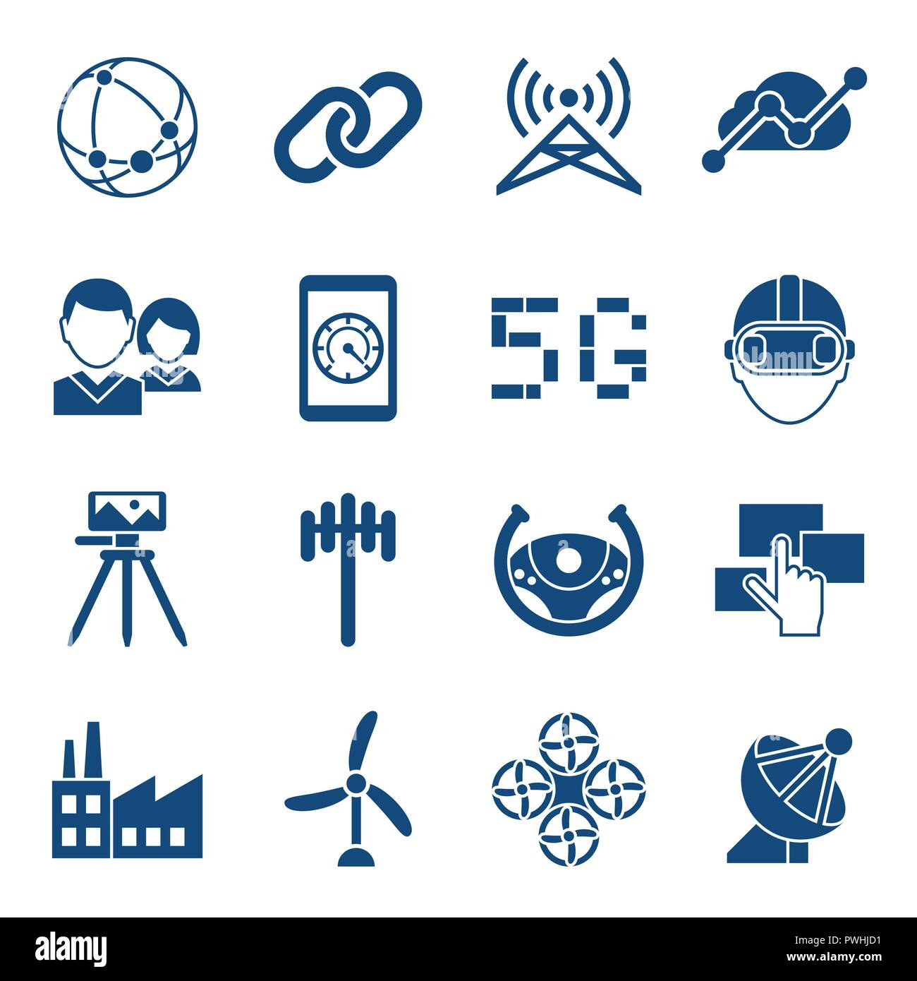 Digital vector mobile technology simple icons set collection flat style ...