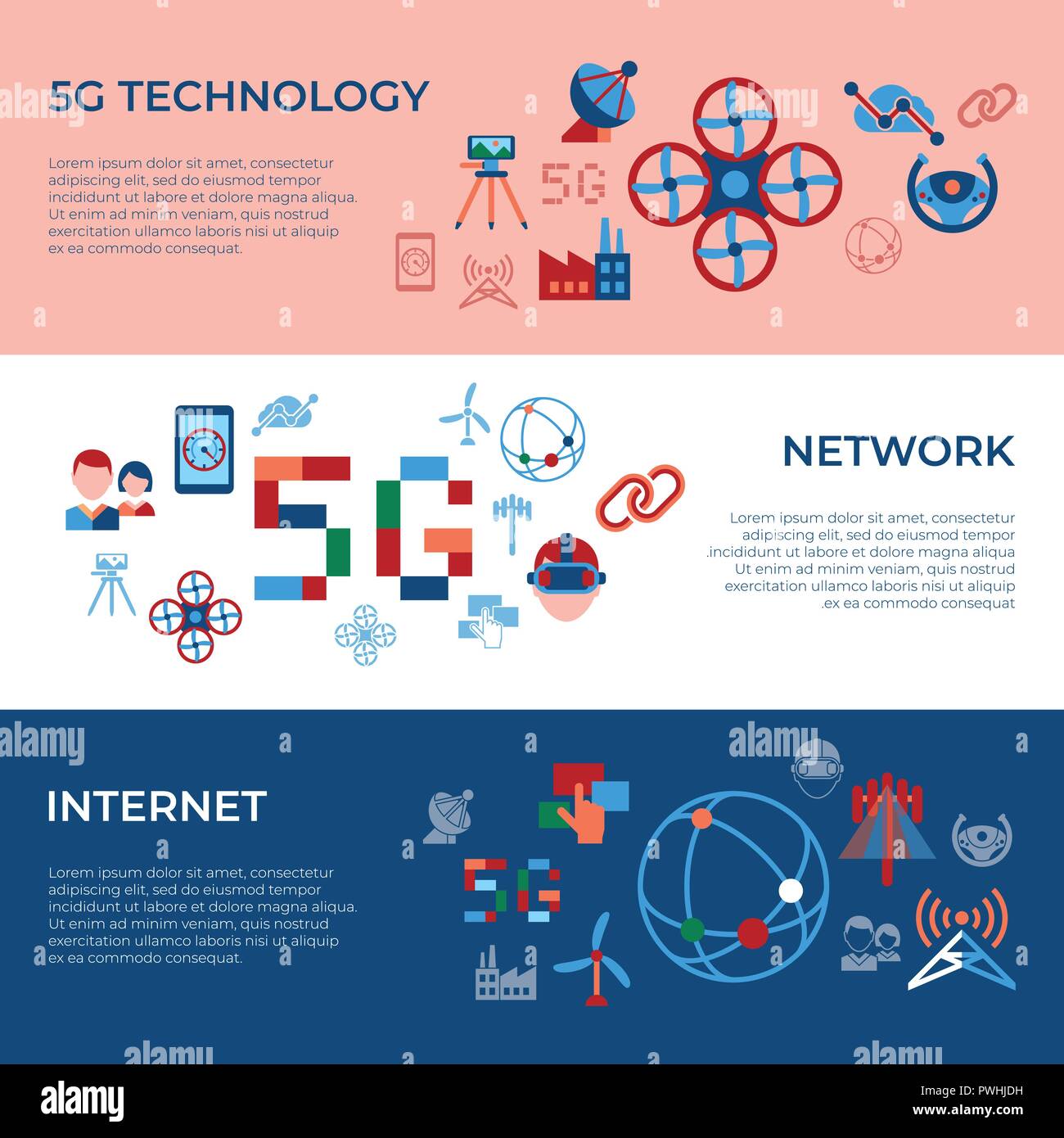 Digital vector mobile technology simple icons set collection flat style ...