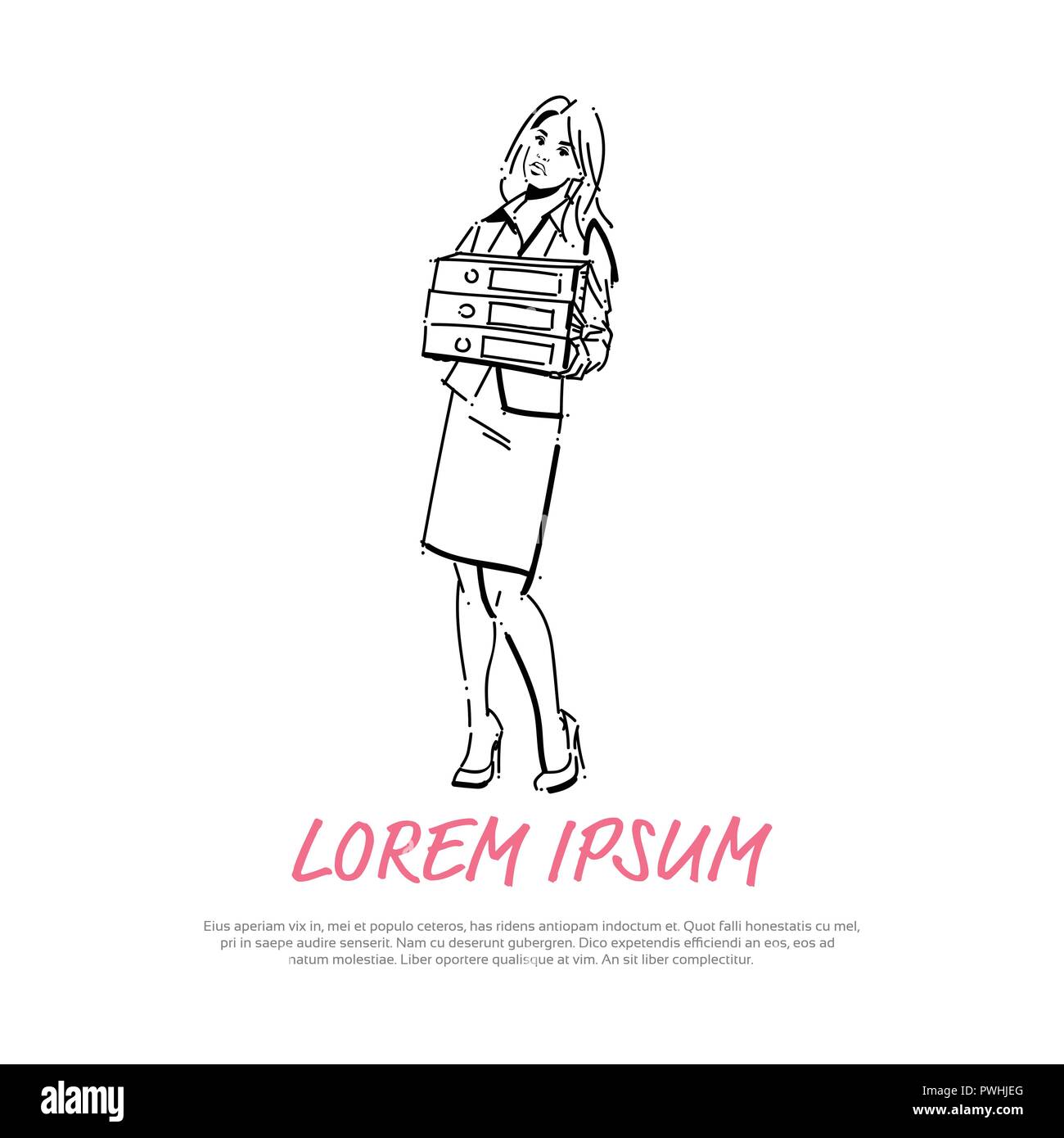 business woman holding stack of folders concept businesswoman full ...