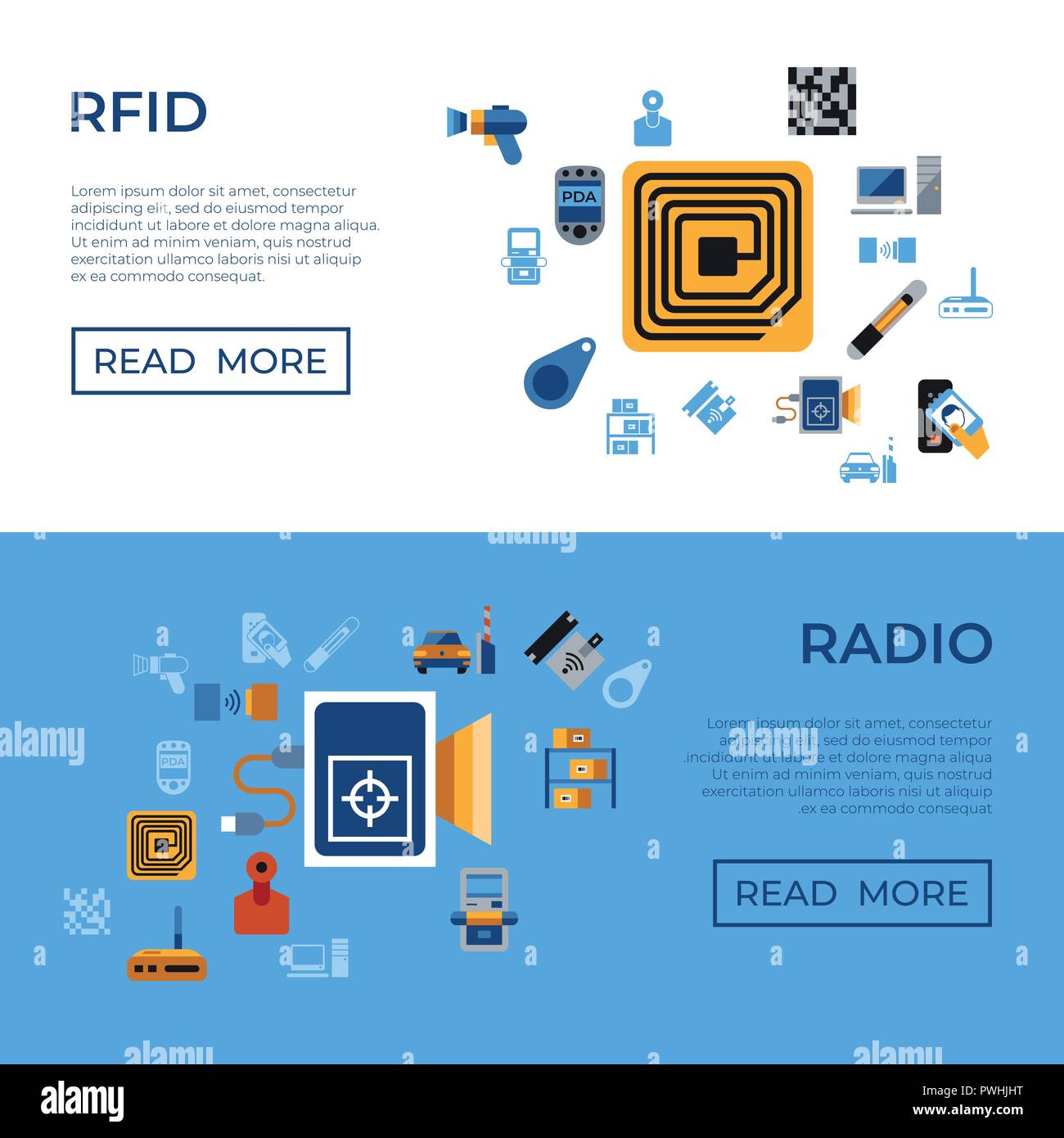 Digital vector rfid radio frequency identification chip simple icons ...