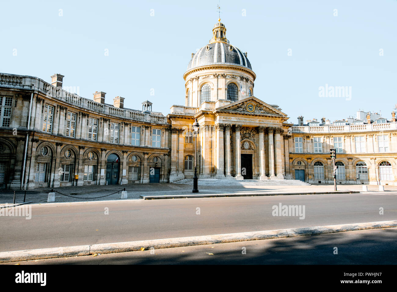 The Institute of France building during the sunny weather in Paris ...
