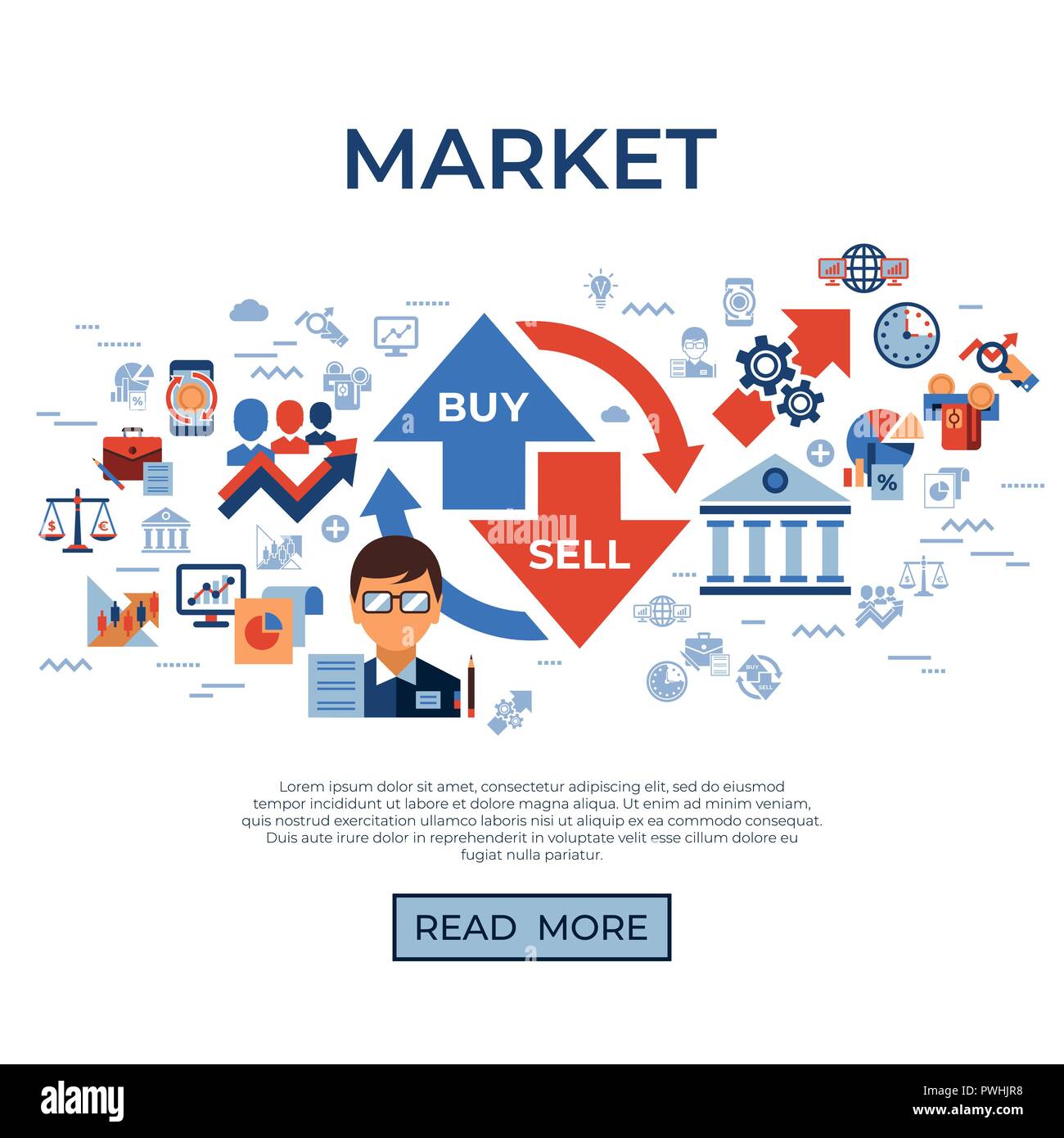 Digital vector financial trading market exchange simple icons set ...
