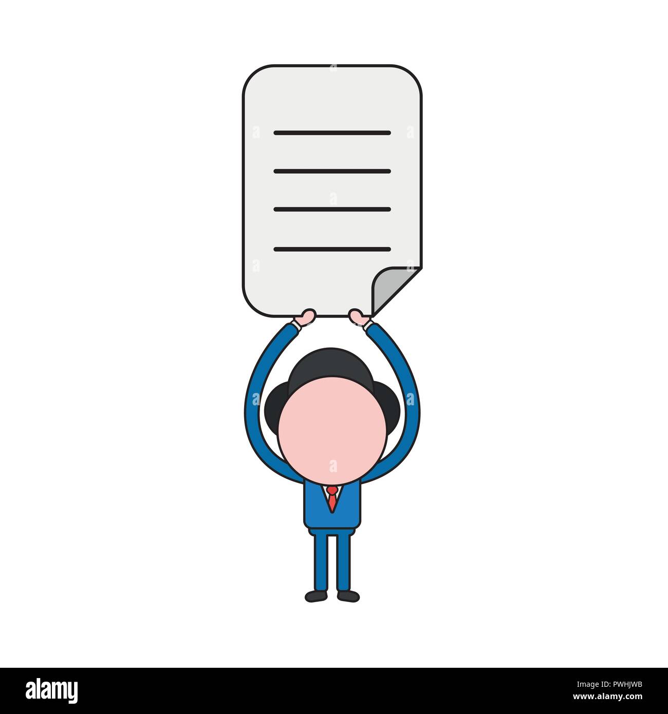 Vector illustration concept of businessman character holding up written ...