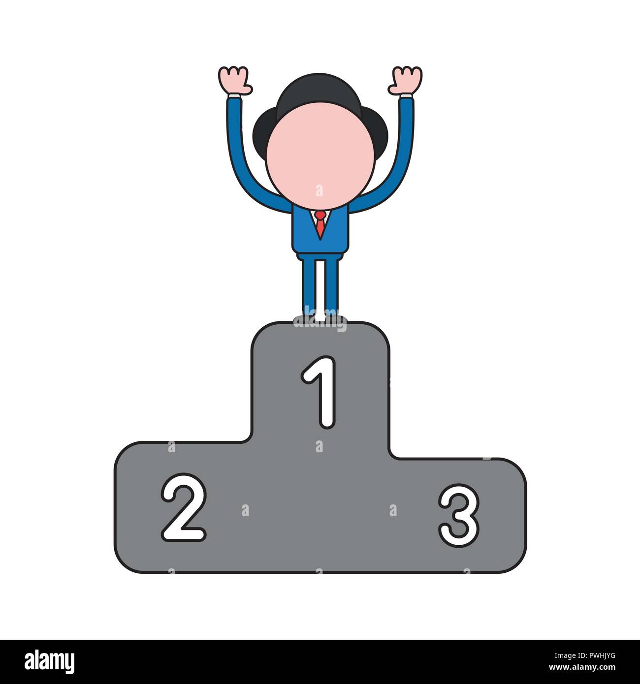 Vector illustration concept of businessman character standing on first ...