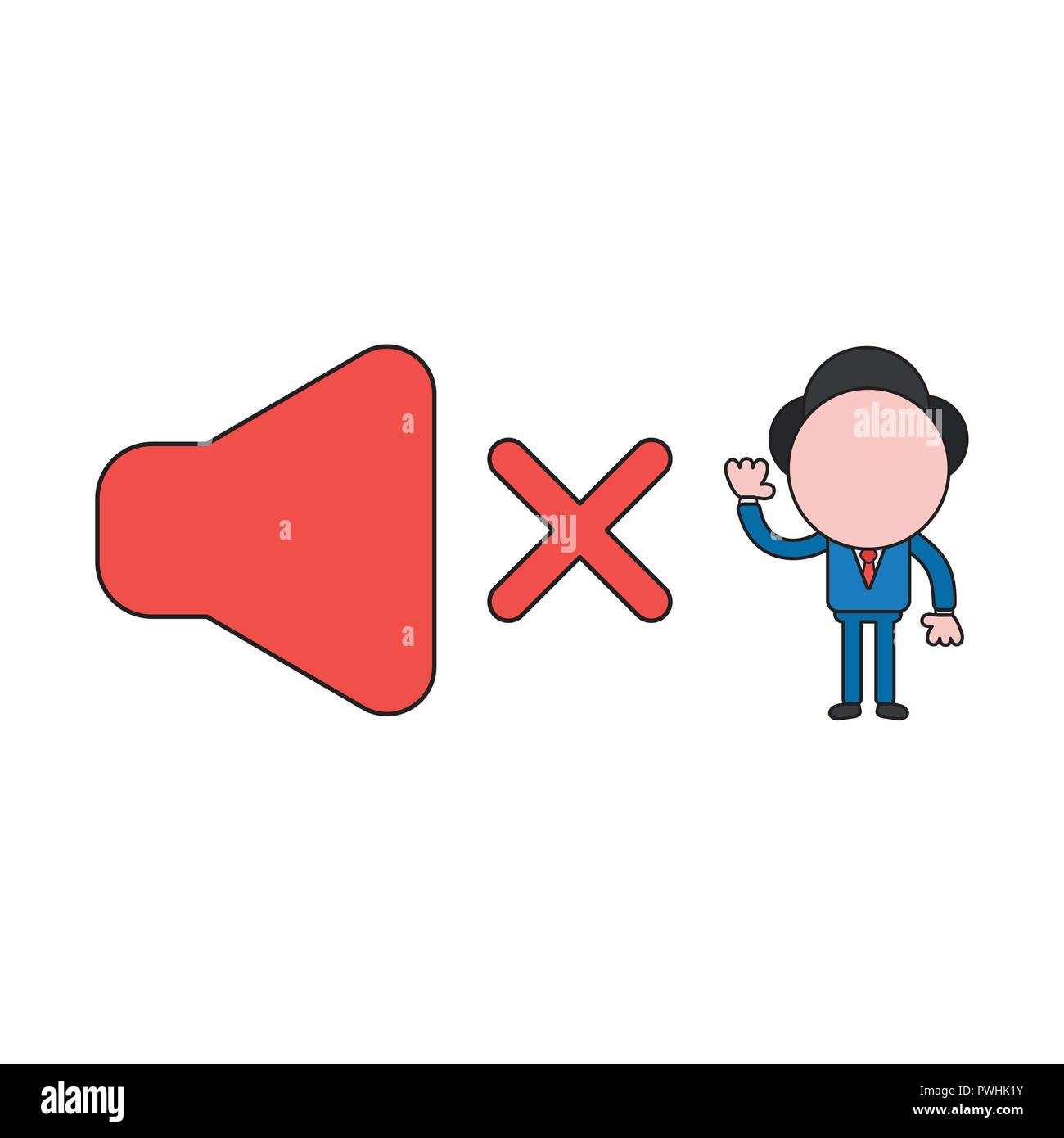 Vector illustration concept of businessman character with sound off ...