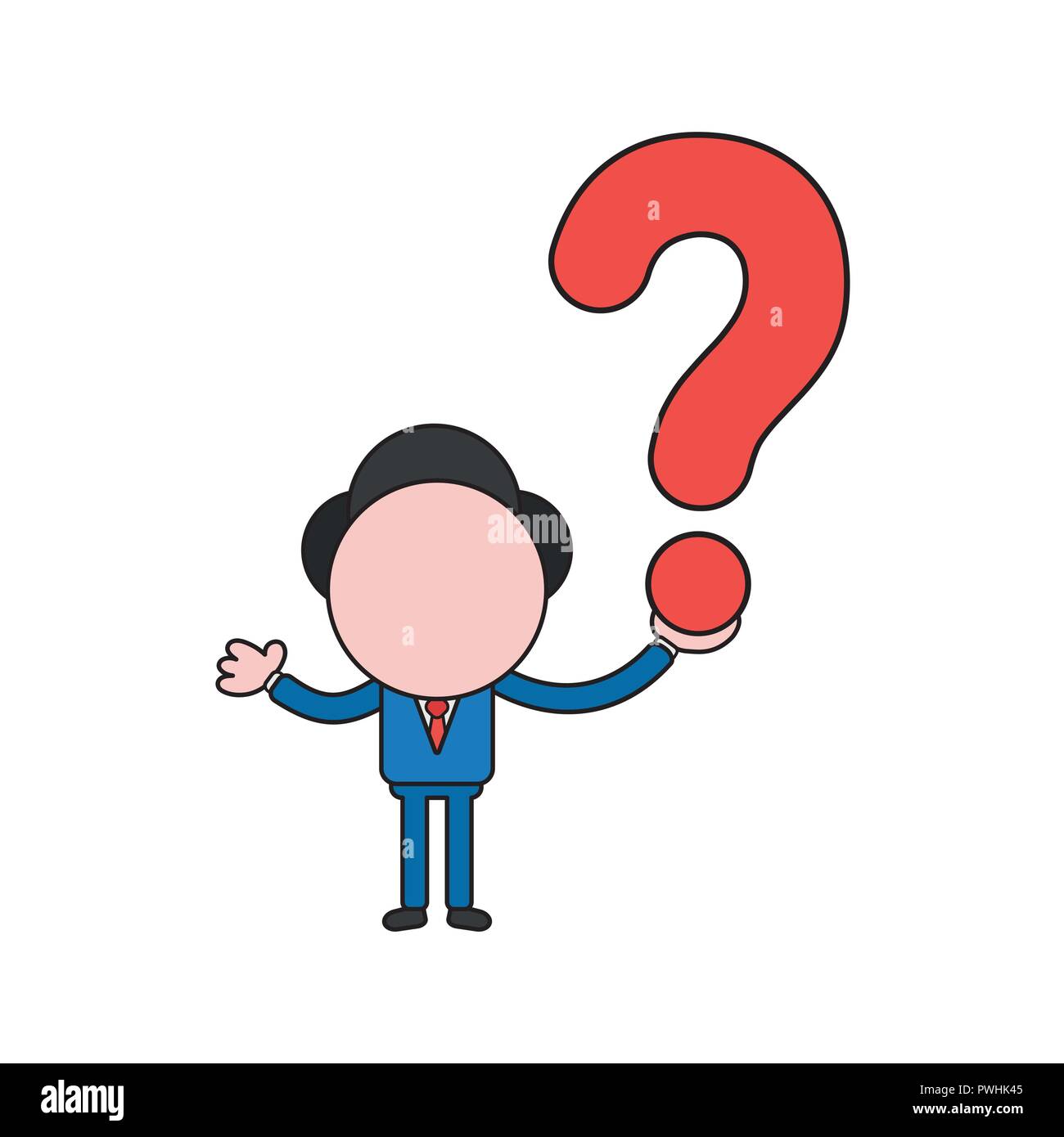 Vector illustration concept of businessman character holding question ...