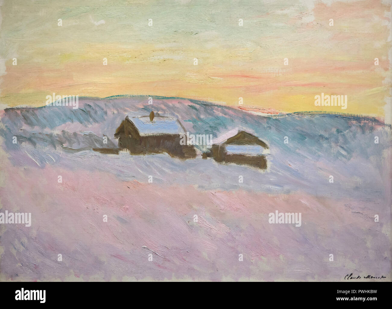 Painting 'Norwegian Landscape, Blue Houses' (1895) by French ...