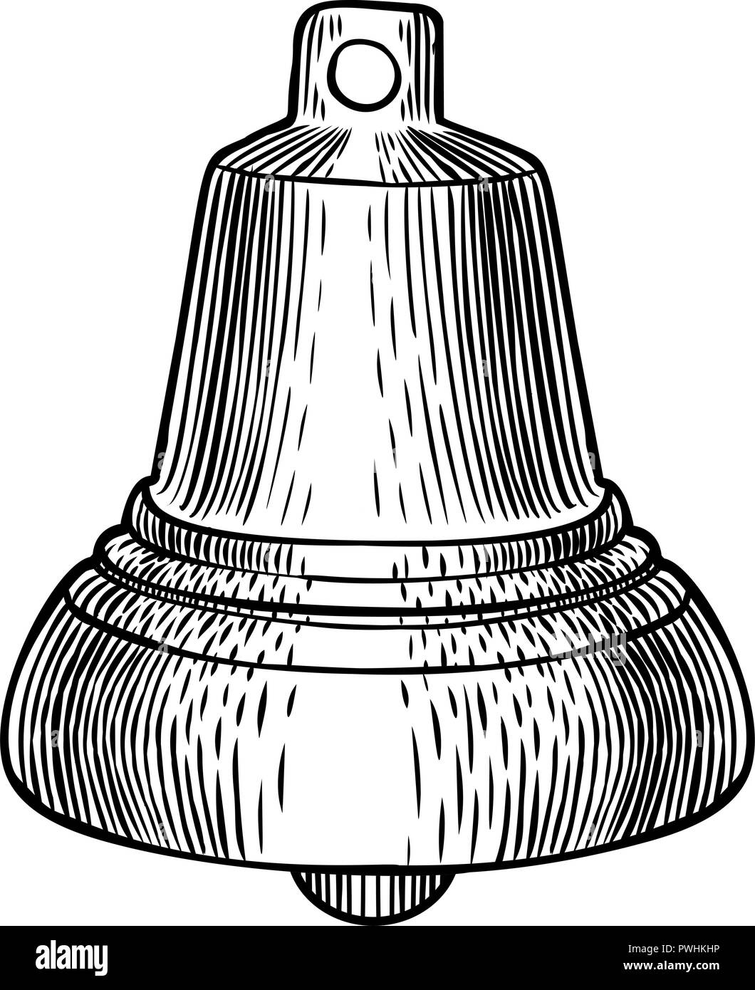 Single engraved bells isolated on white background Stock Vector Image ...