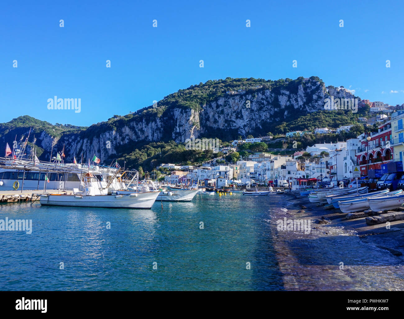 View of harbour in the Isle of Capri, Italy Stock Photo - Alamy