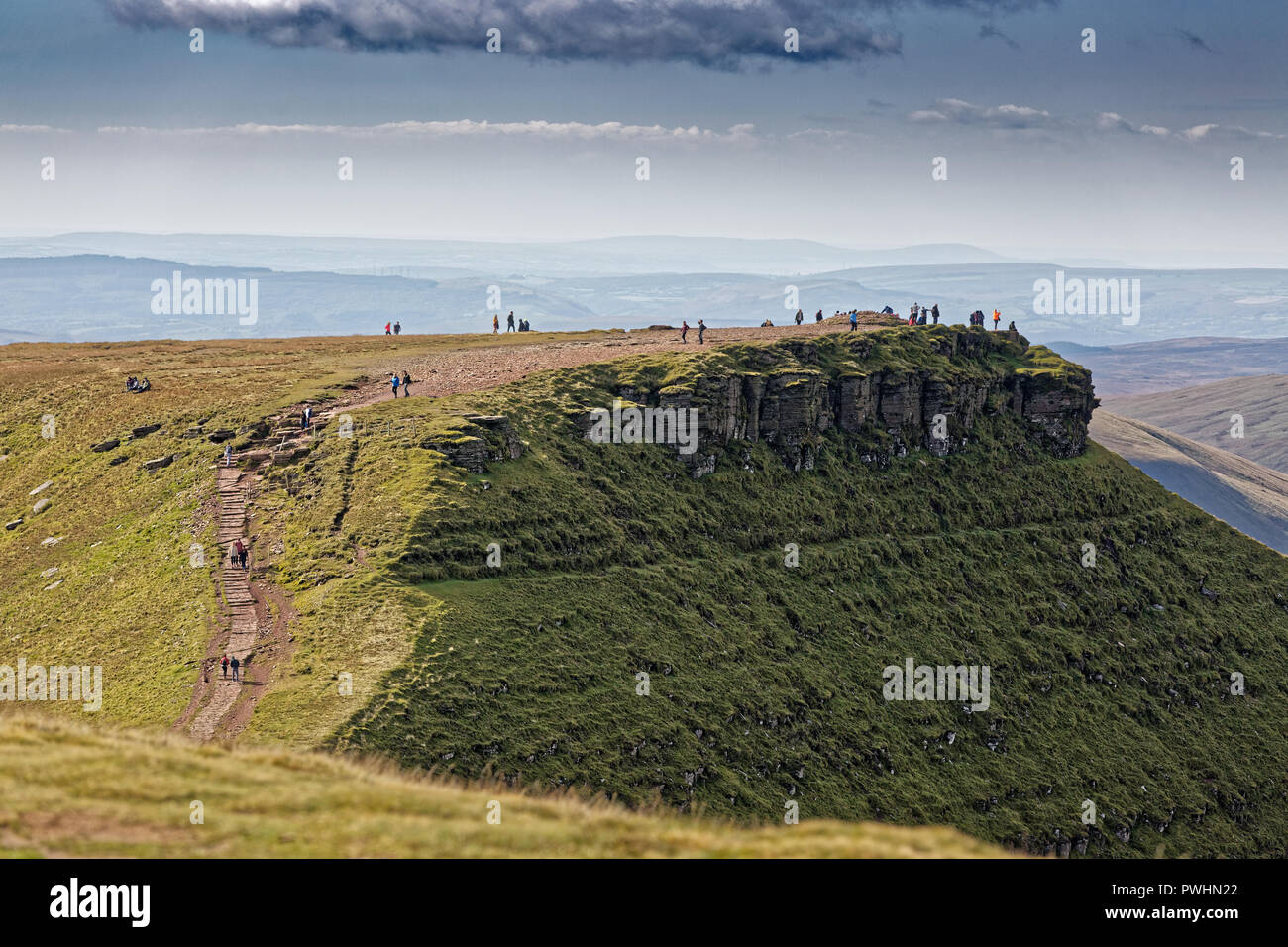 Pictured: People on the summit of Corn Du. Sunday 07 October 2018 Re ...