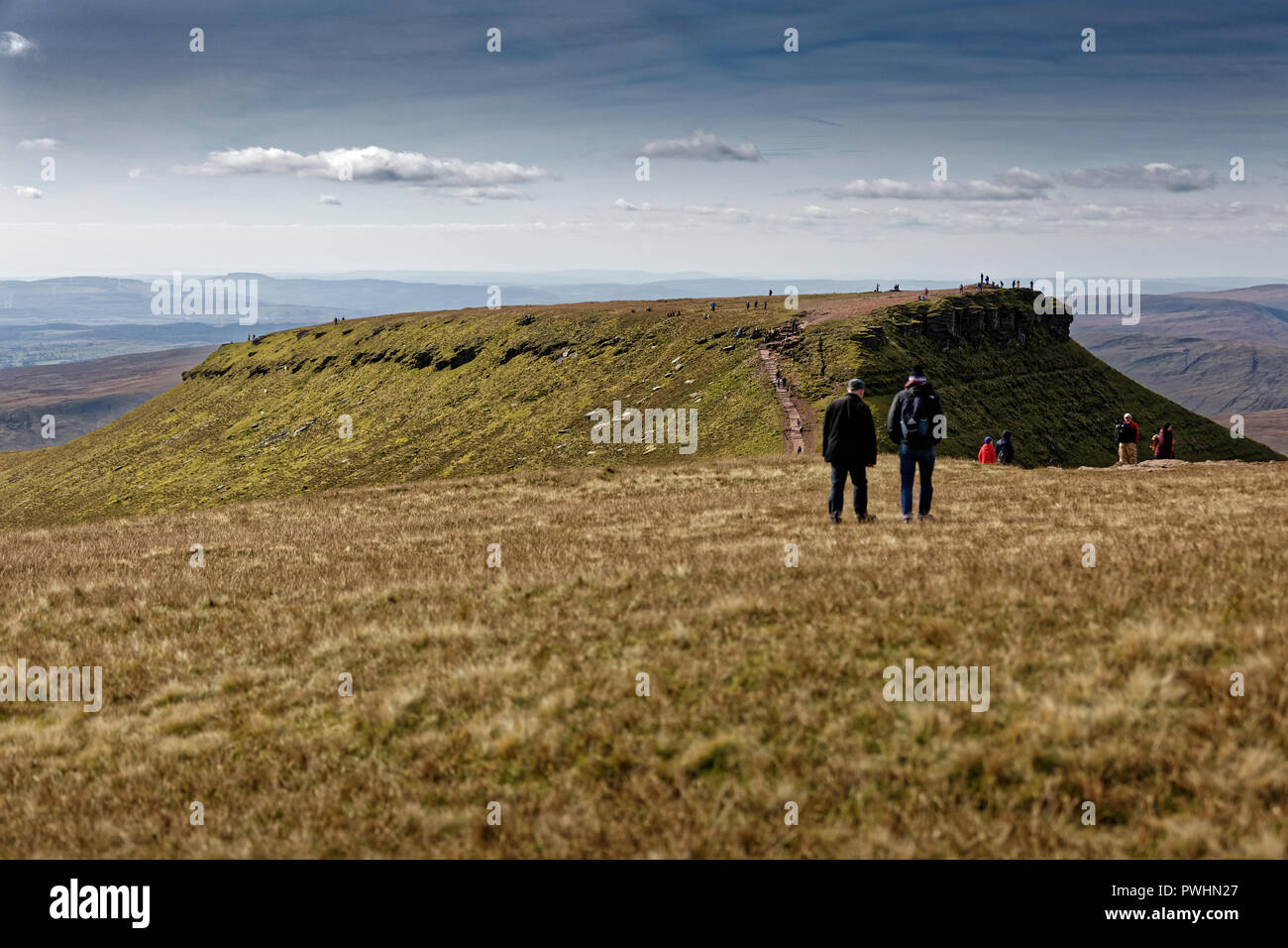 Pictured: People on the summit of Corn Du. Sunday 07 October 2018 Re ...
