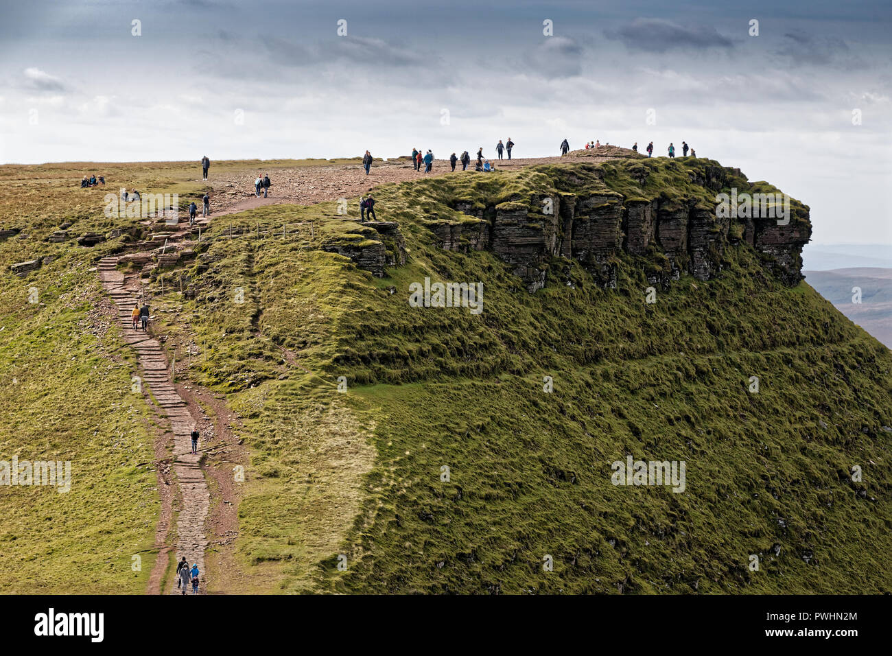 Pictured: People on the summit of Corn Du. Sunday 07 October 2018 Re ...
