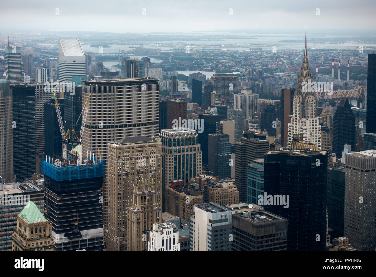 Aerial view of Manhattan skyscraper from Empire state building Stock ...