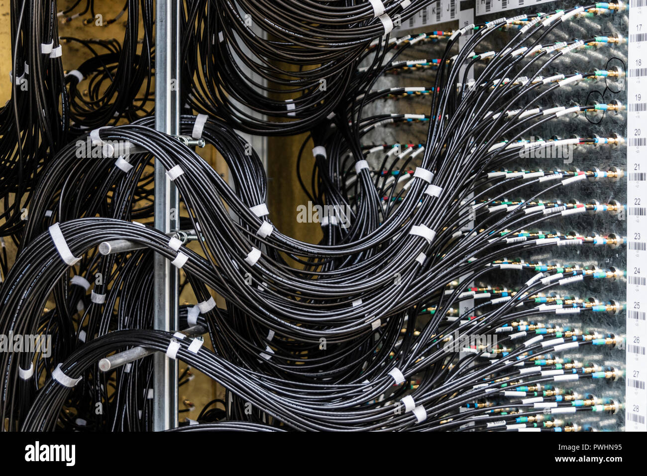 Data collection panel with high frequency RF wiring Stock Photo - Alamy