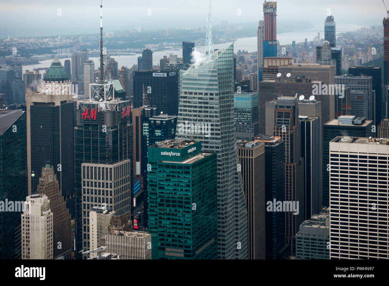 Aerial view of Manhattan skyscraper from Empire state building Stock ...