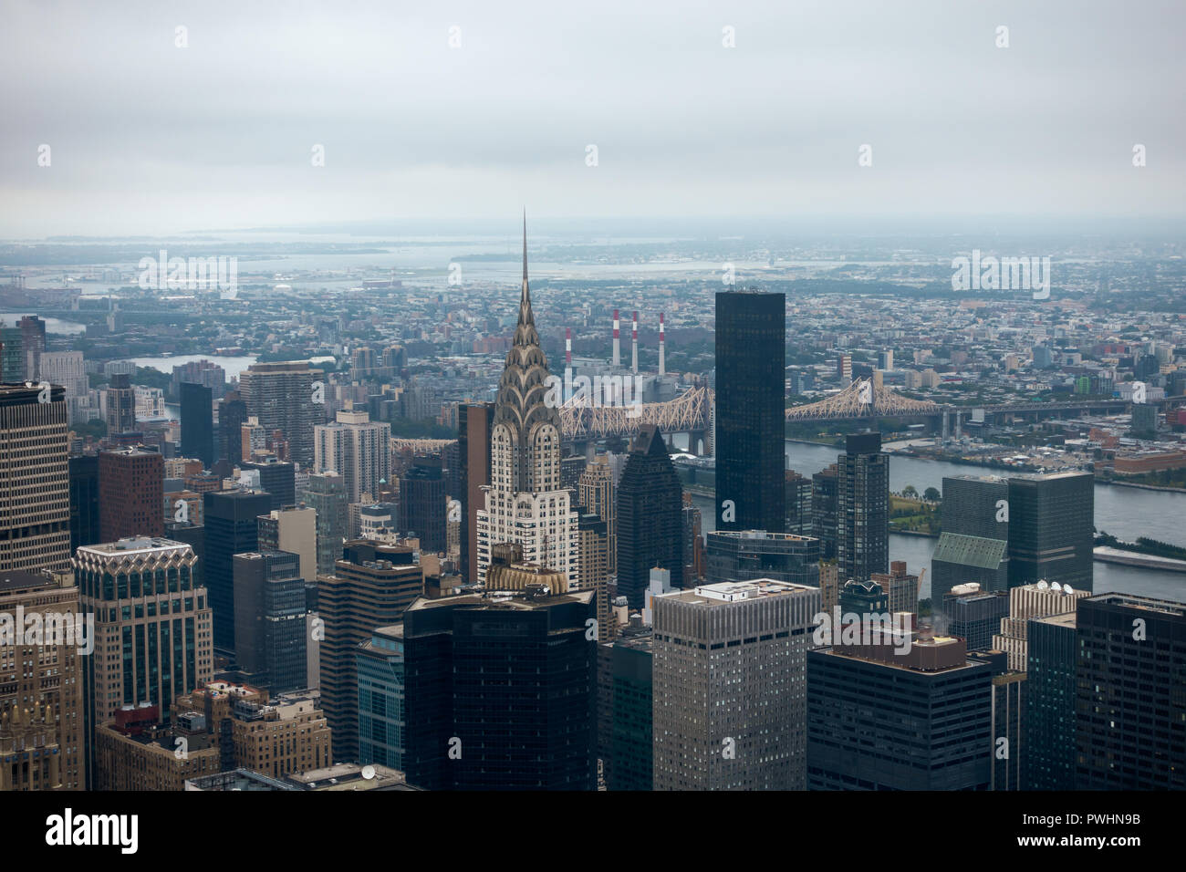 Aerial view of Manhattan skyscraper from Empire state building Stock ...