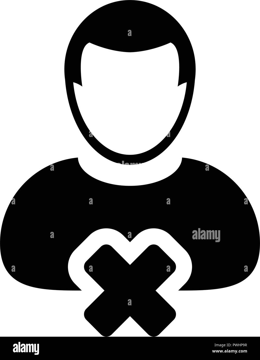 Delete user icon vector male person profile avatar with close symbol in ...