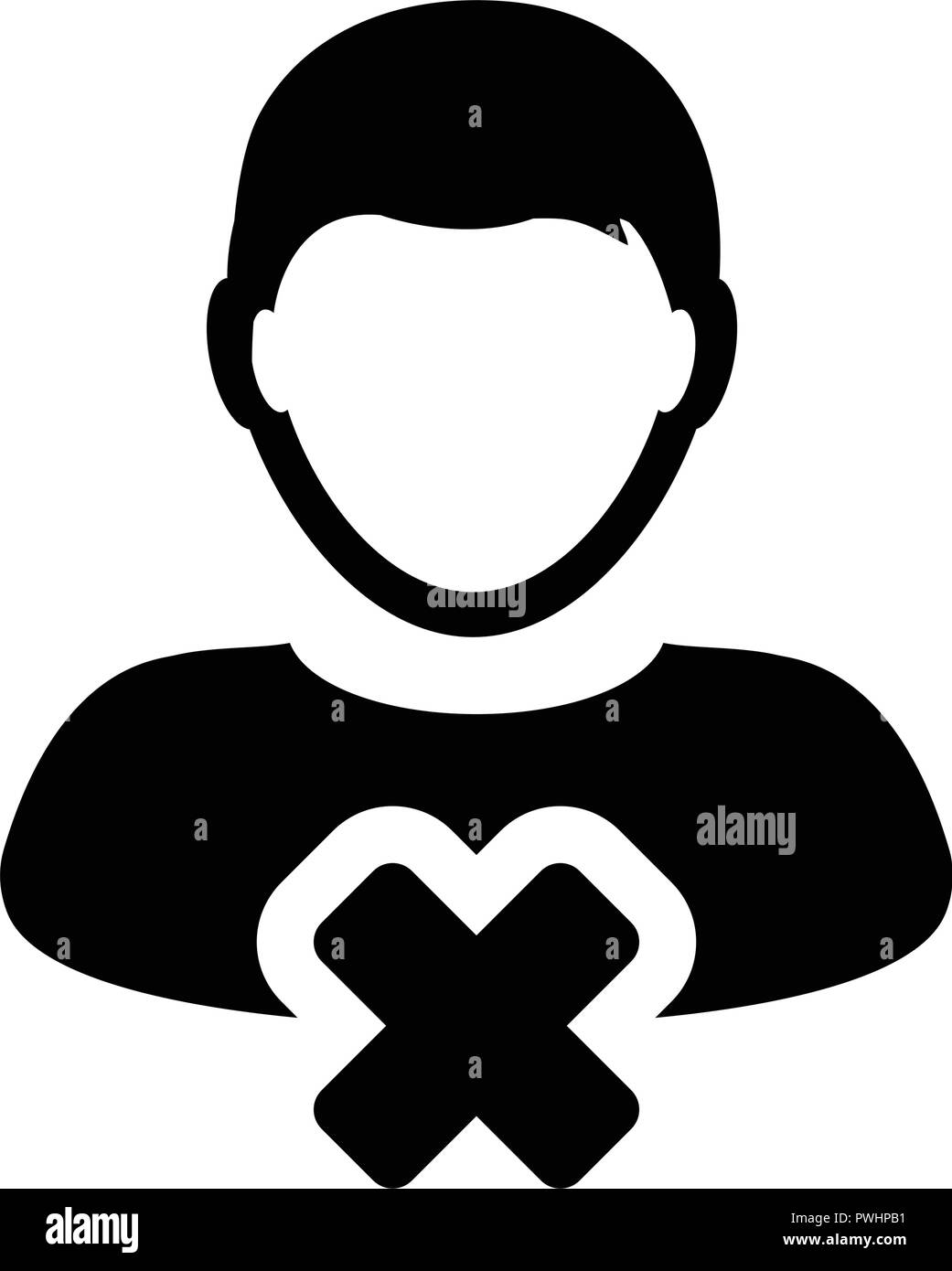 Delete profile icon vector male user person avatar with close symbol in ...