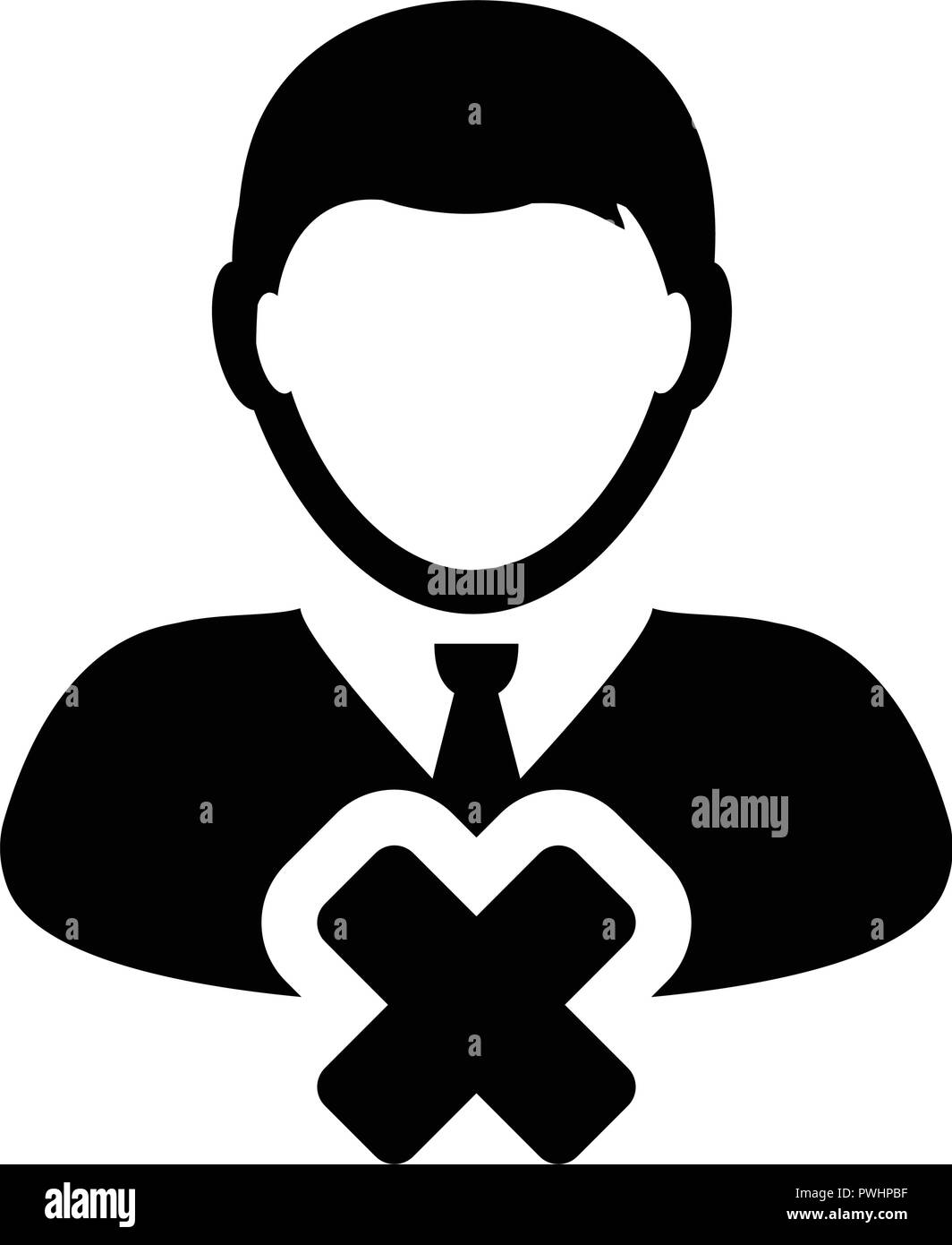 Delete person icon vector male user profile avatar with close symbol in ...
