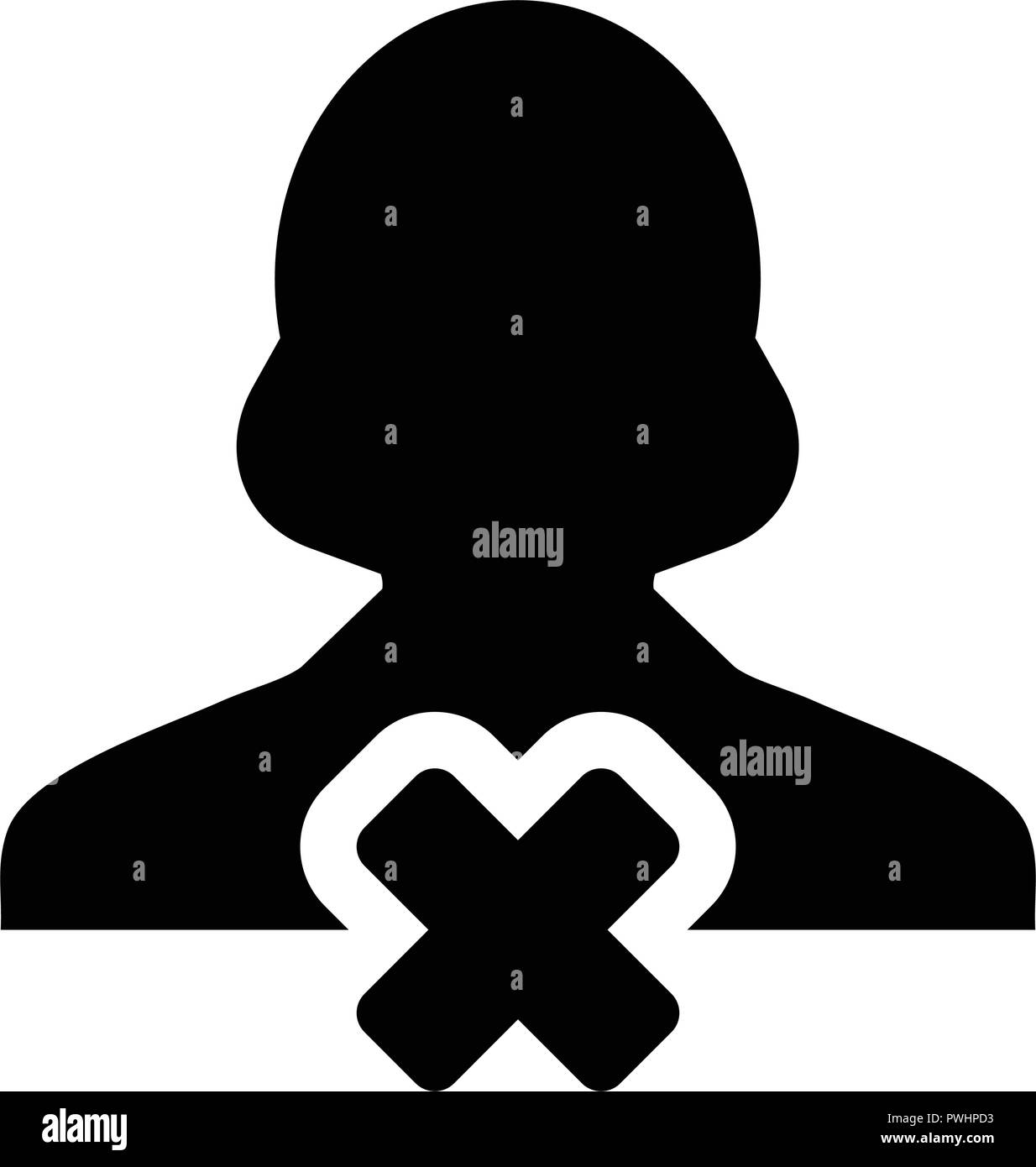 Cancel user icon vector female person profile avatar with delete symbol ...