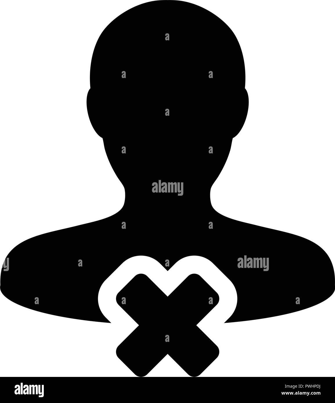 Cancel user icon vector male person profile avatar with delete symbol ...