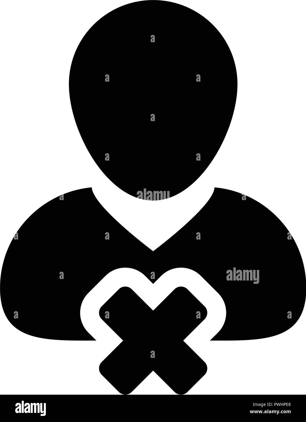 Cancel profile icon vector male user person avatar with delete symbol ...