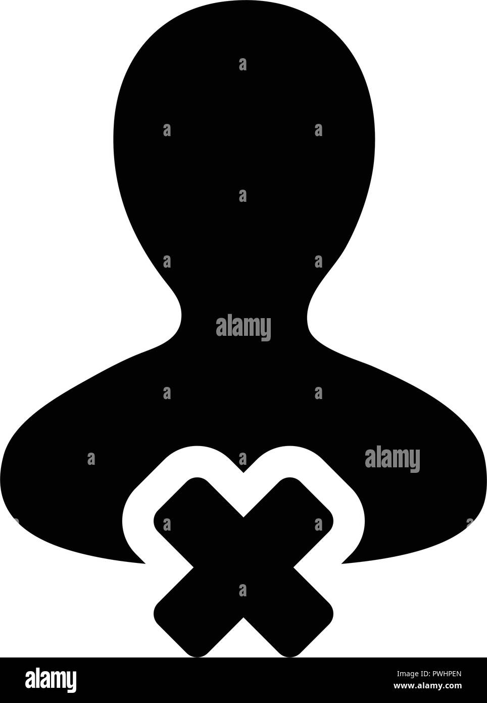 Cancel person icon vector male user profile avatar with delete symbol ...