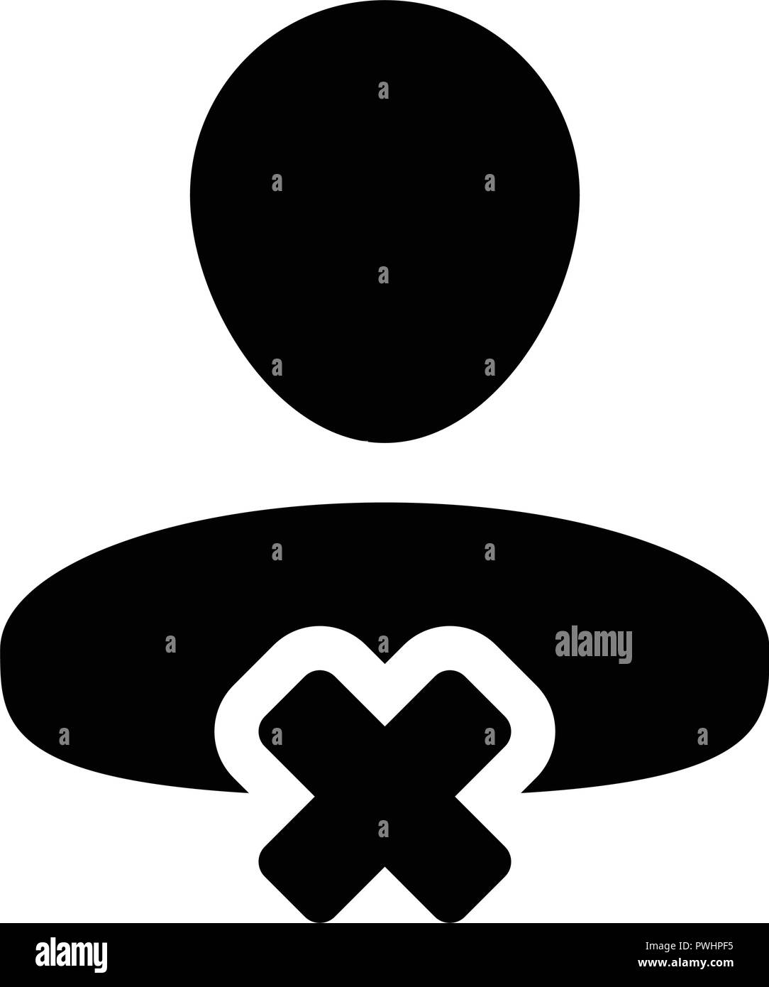 Cancel account icon vector male user person profile avatar with delete ...