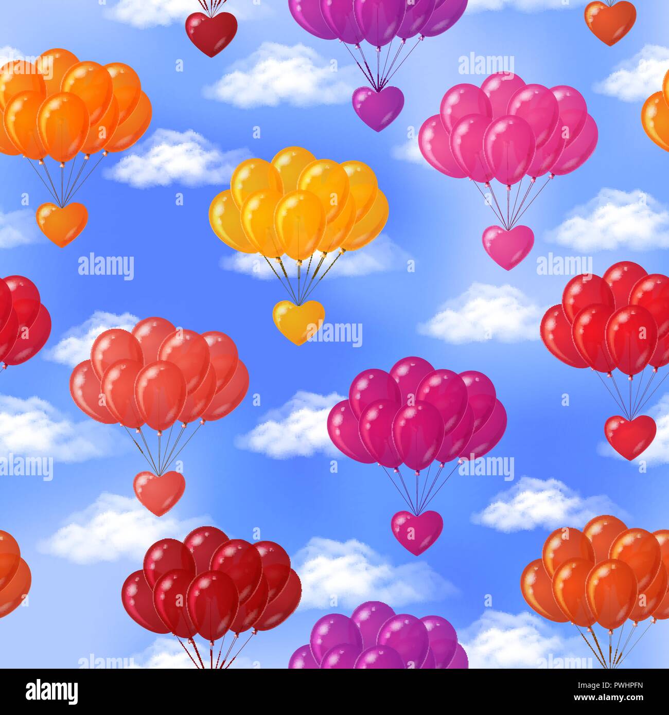 Balloons with Hearts Seamless Stock Vector Image & Art - Alamy