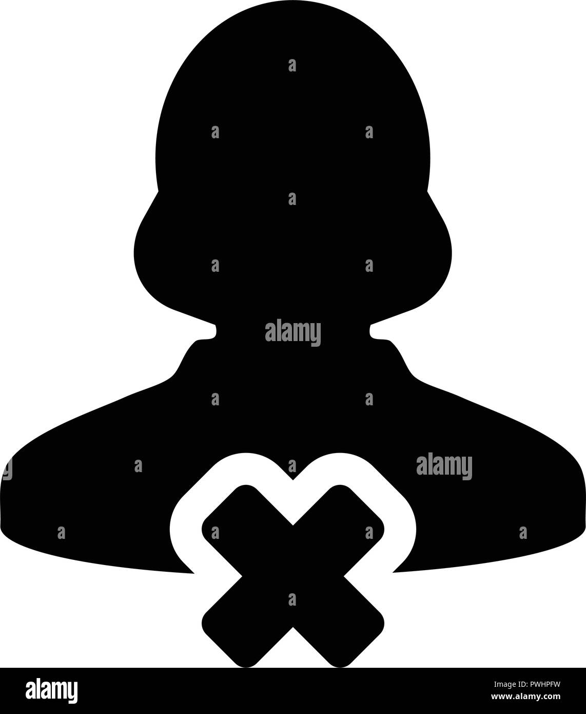 Remove user icon vector female person profile avatar with delete symbol ...