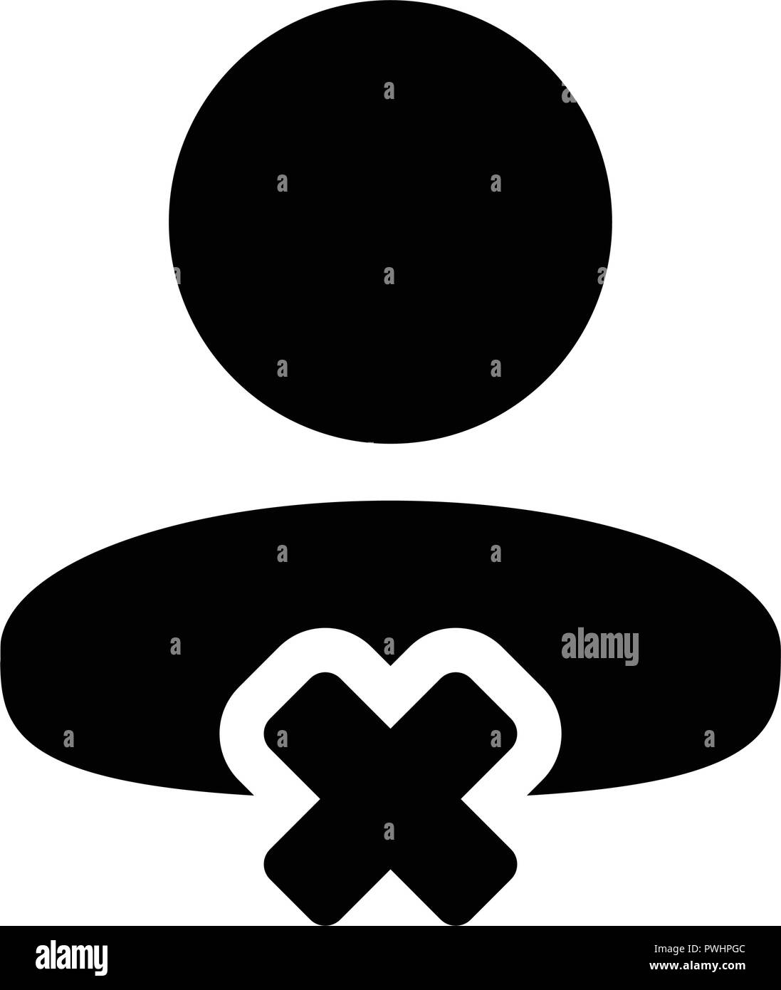 Remove person icon vector male user profile avatar with delete symbol ...