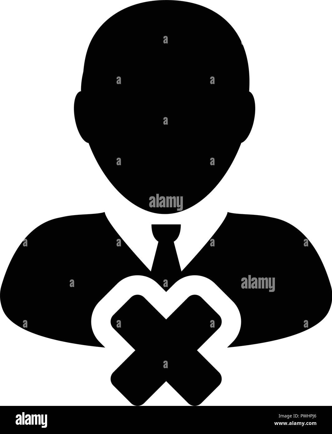 Man icon vector cancel male user account person profile avatar with ...