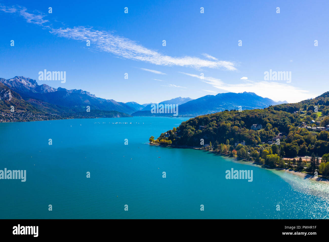 Aerial view of Annecy lake waterfront in France Stock Photo - Alamy