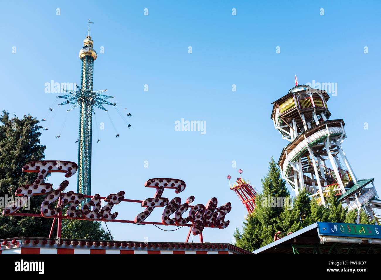 Funfair rides at Prater amusement park, Vienna, Austria Stock Photo - Alamy